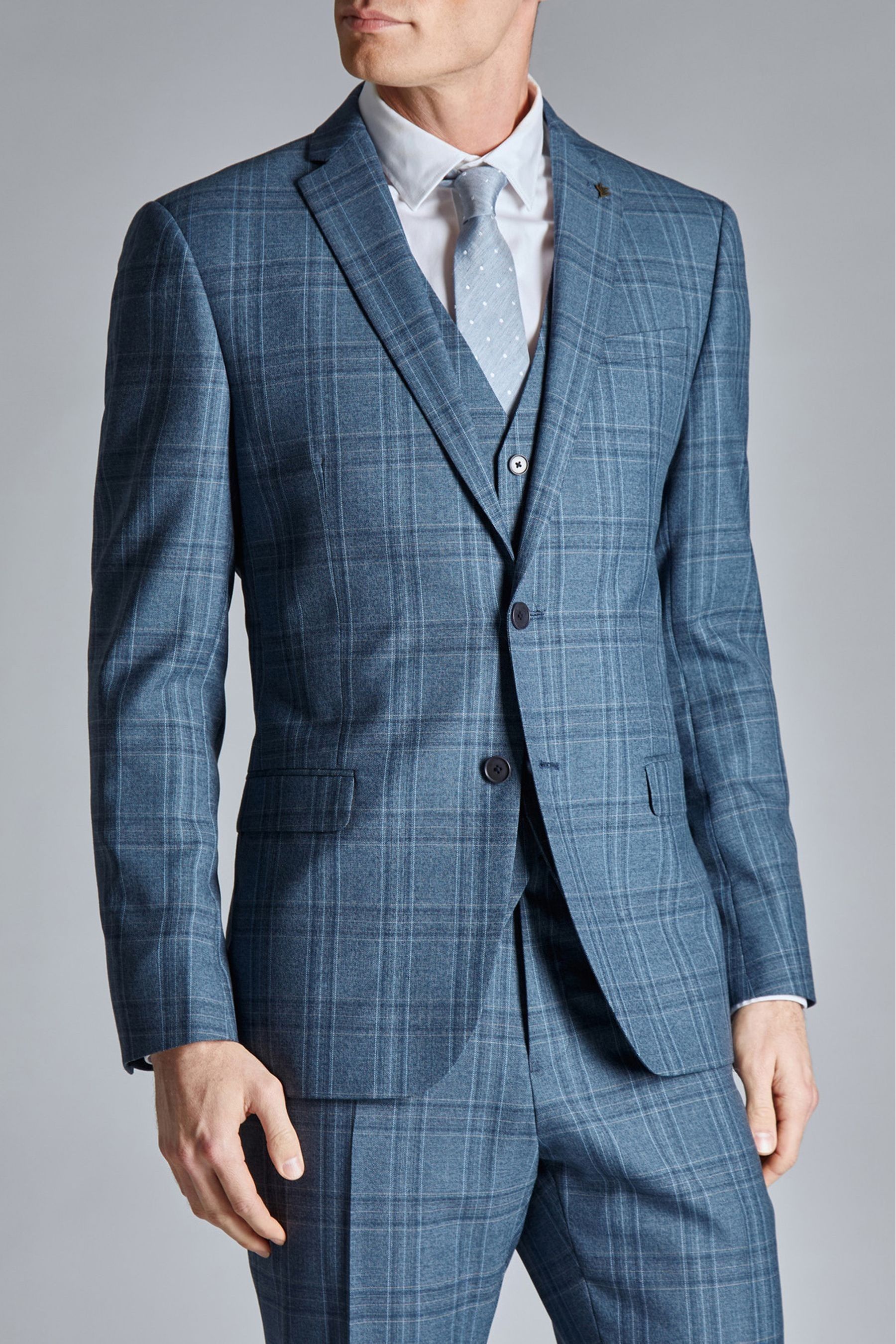 Buy Ted Baker Tailoring Large Blue Alder Check Slim Fit Jacket from the ...