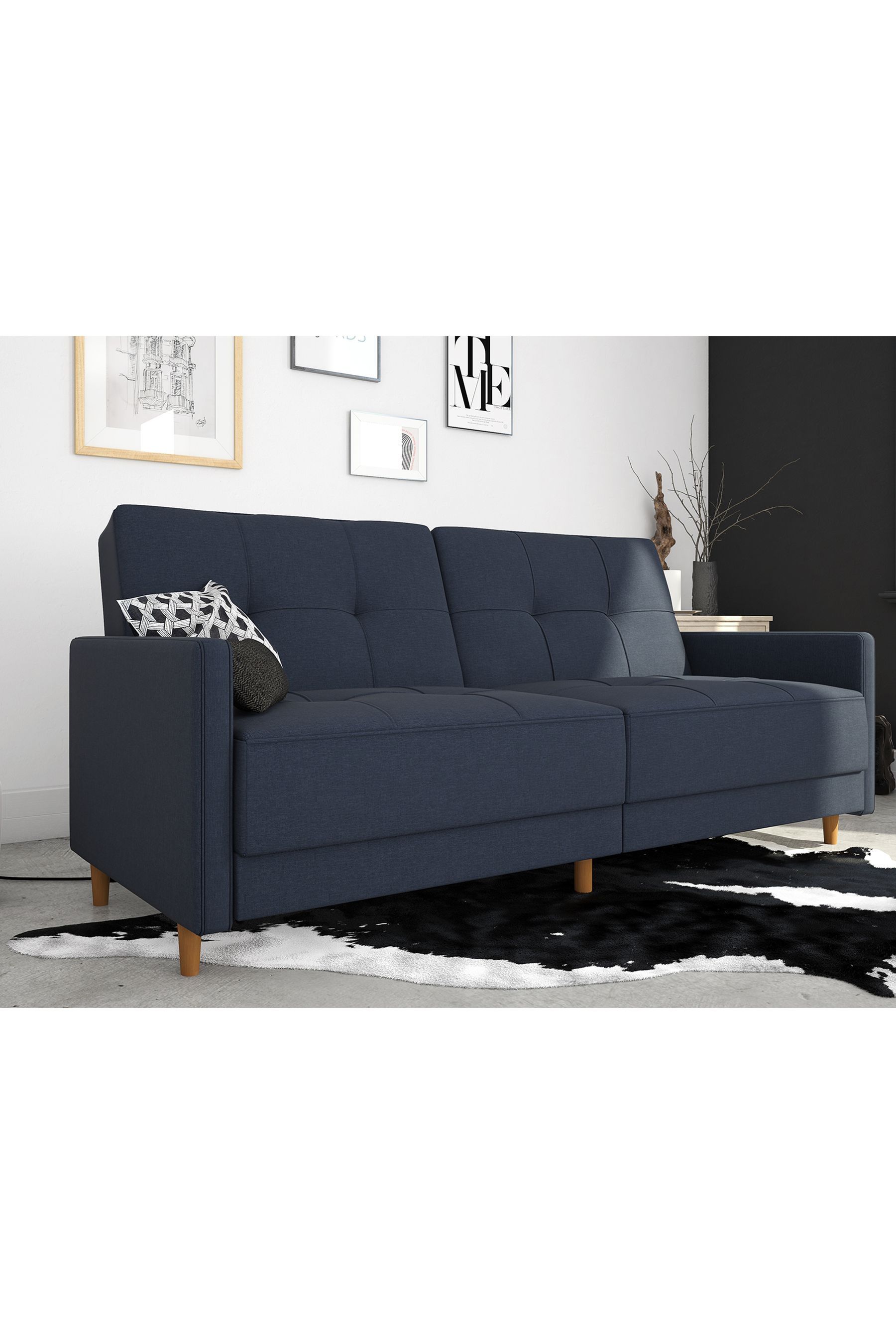 Buy Dorel Home Navy Blue Andora Linen Sprung Sofa Bed from the Next UK ...