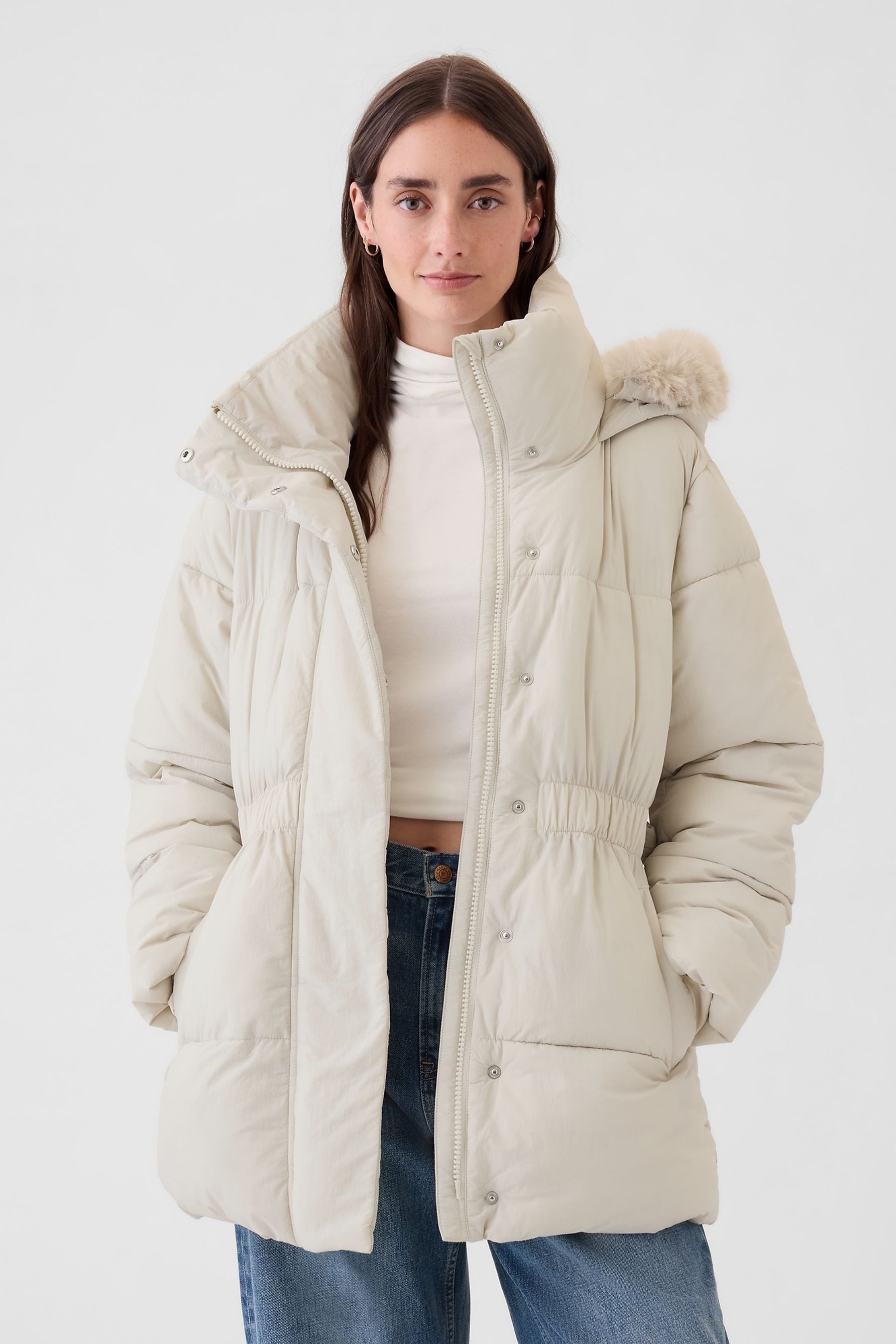 Buy Gap Cream Oversized Puffer Coat from the Next UK online shop