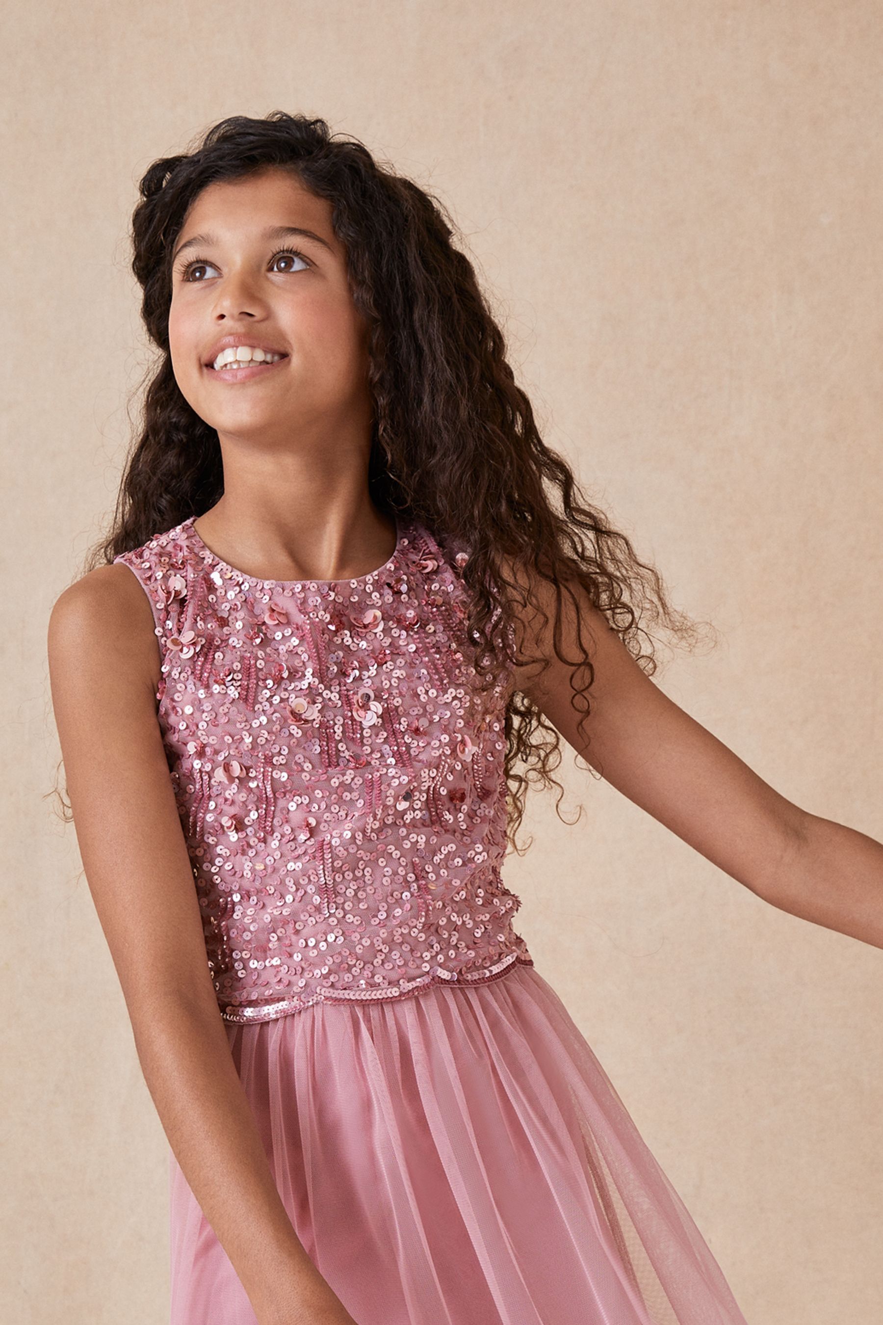 Buy Lipsy Pink Sequin Bodice Midi Occasion Dress From Next Ireland