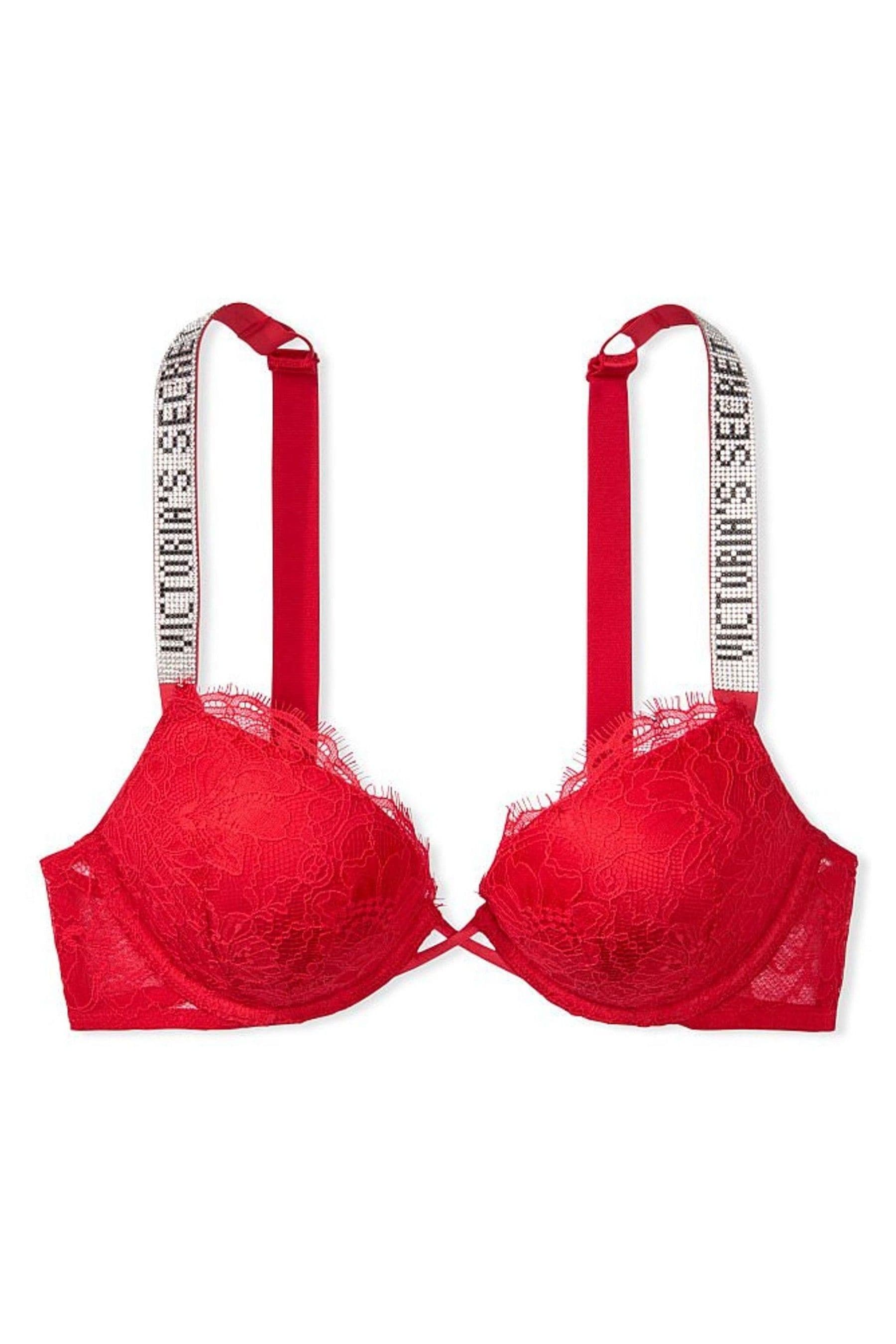 Buy Victorias Secret Lipstick Red Lace Shine Strap Add 2 Cups Push Up