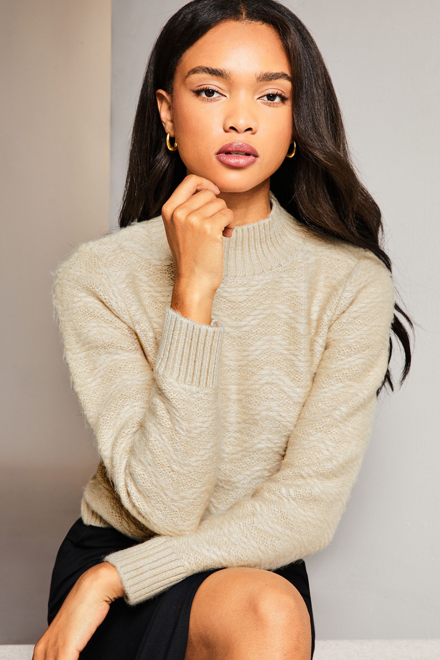 Buy Lipsy Neutral Zig Zag Textured Knitted Jumper From Next Ireland