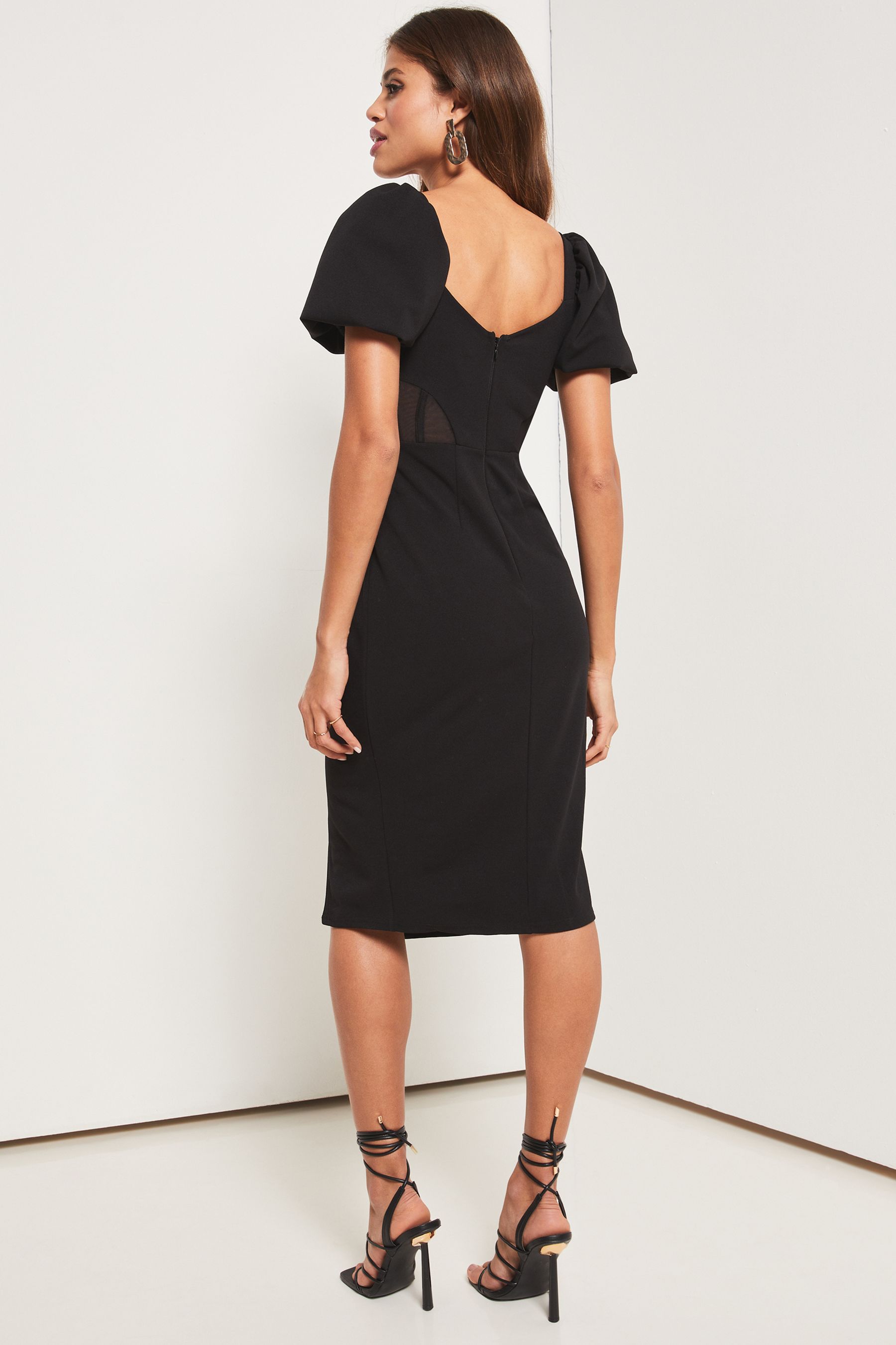 Buy Lipsy Black Corset Puff Sleeve Bodycon Dress from Next Ireland