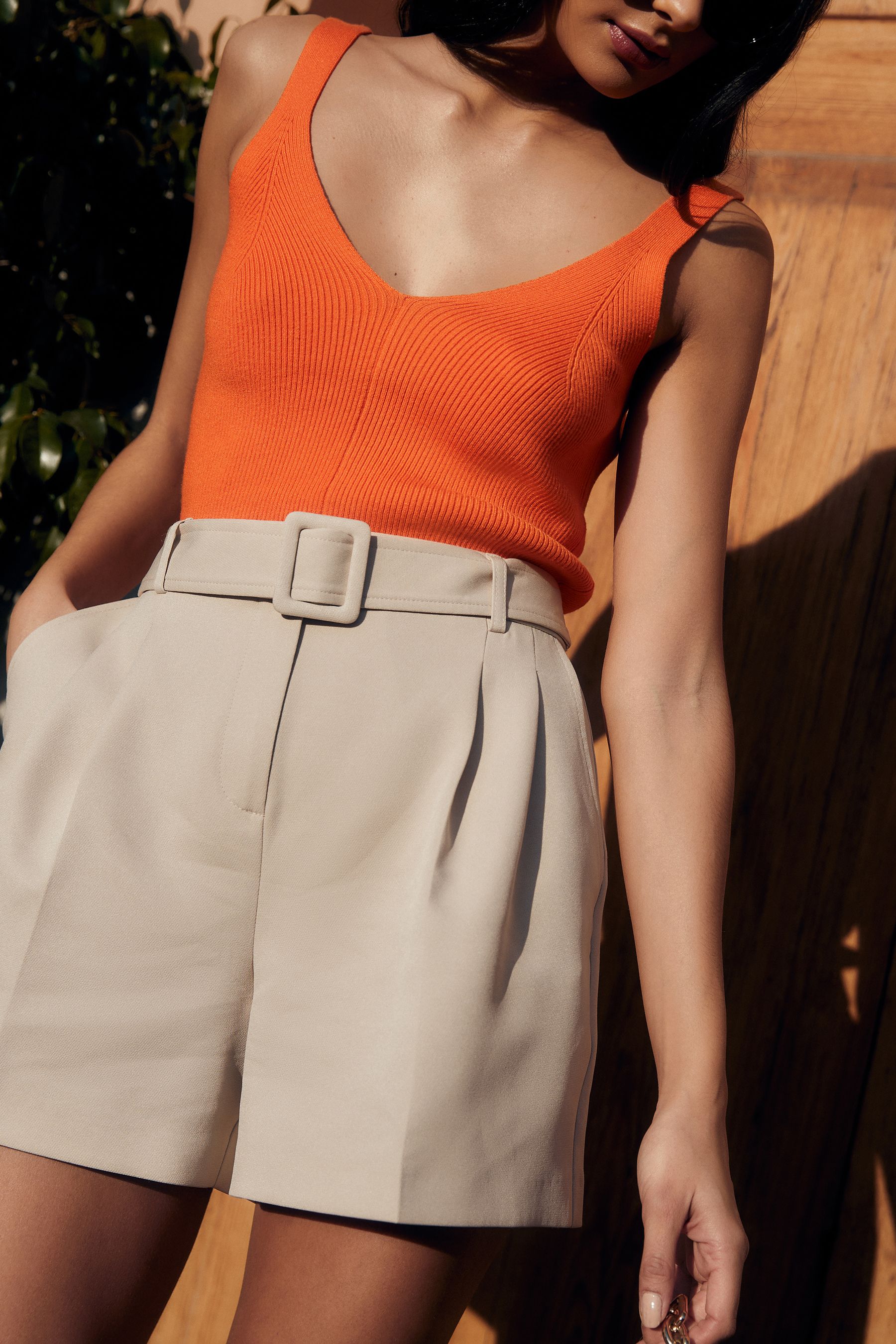 Buy Friends Like These Stone Summer Belted Tailored Shorts from the ...
