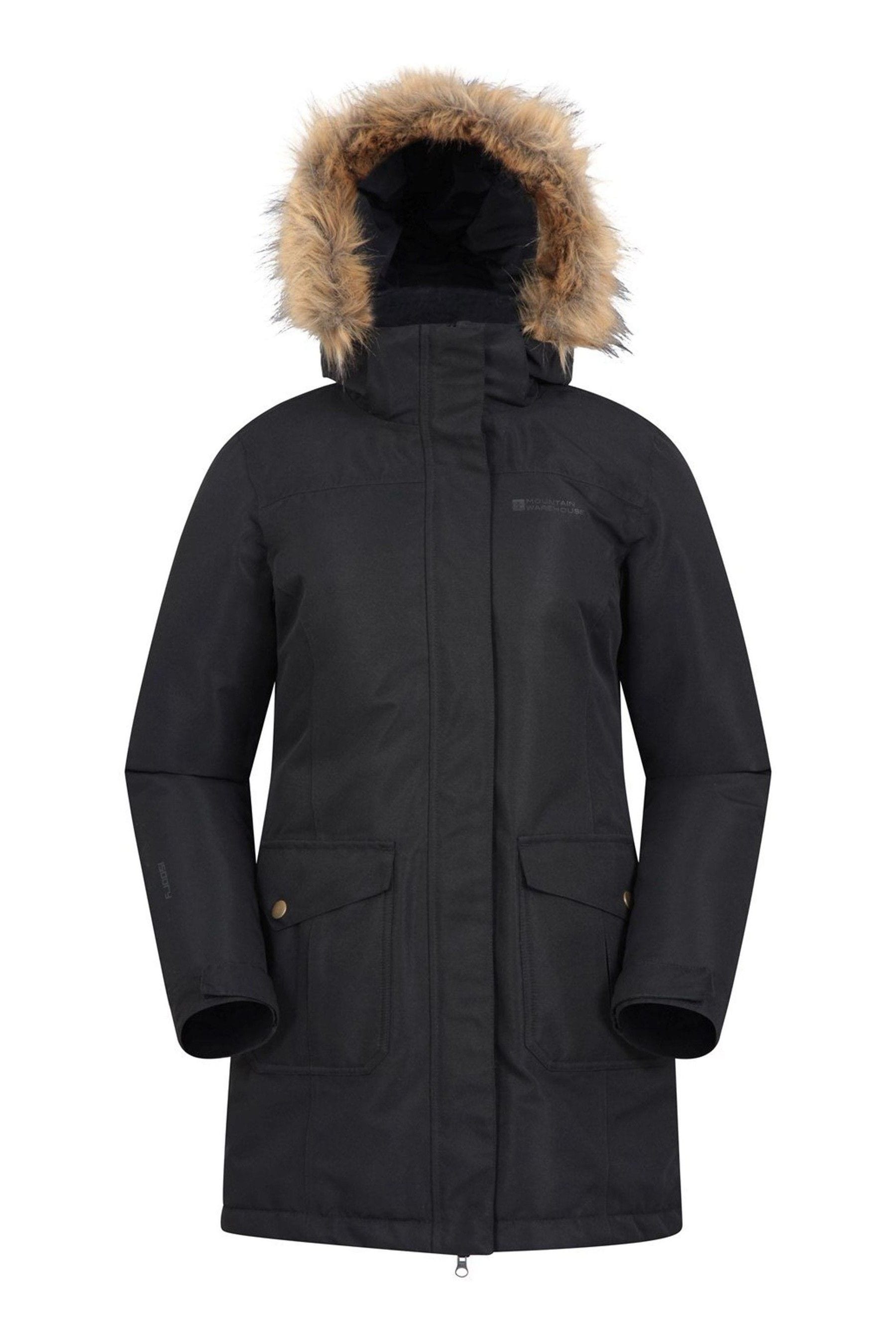 Buy Mountain Warehouse Black Tarka Waterproof Long Padded Jacket from ...