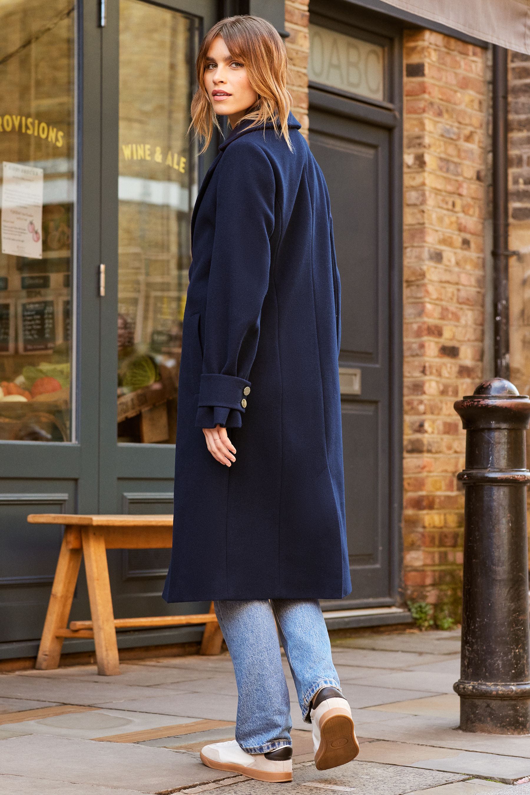 Buy Friends Like These Navy Blue Longline Tailored Smart Coat from the ...
