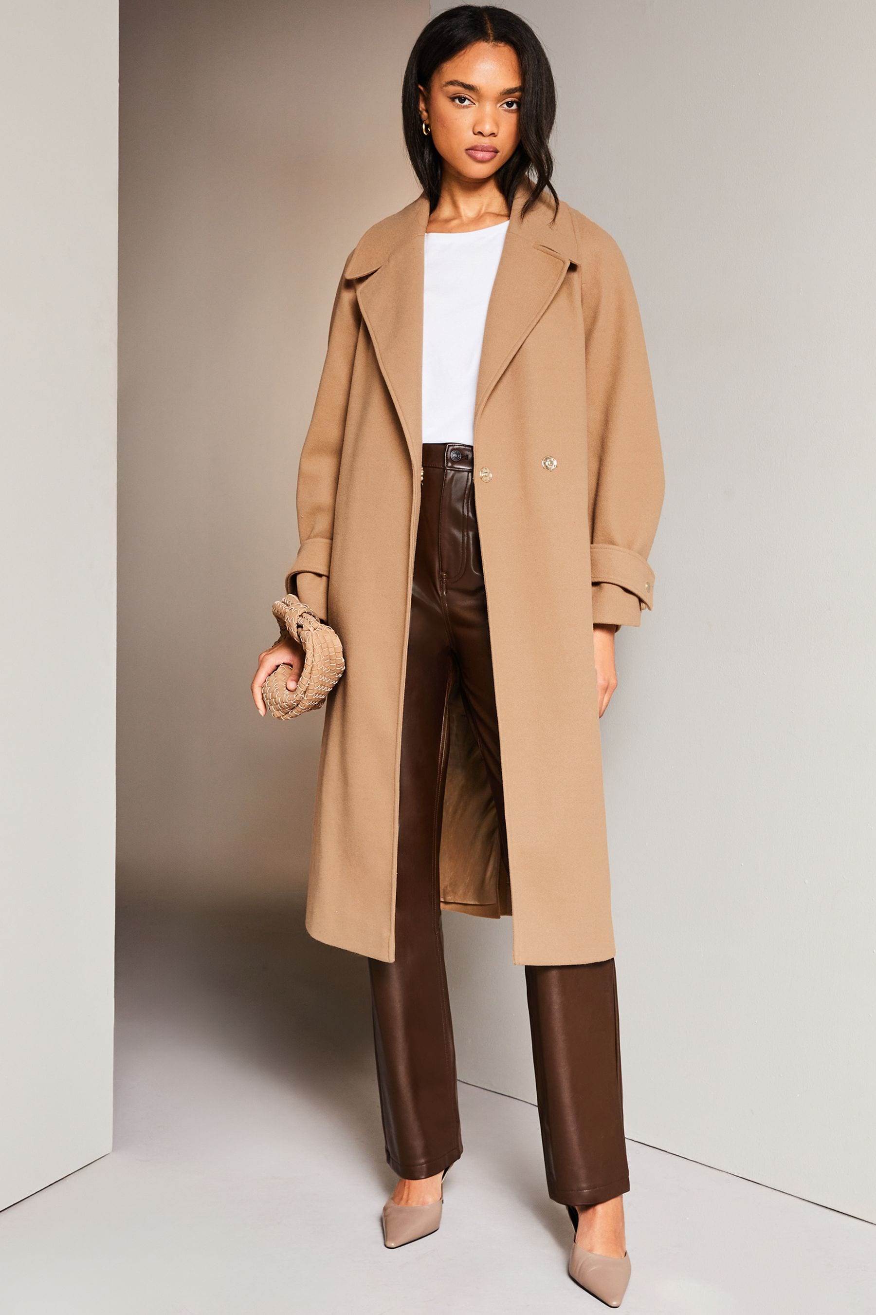Buy Lipsy Camel Belted Smart Wrap Trench Coat from the Next UK online shop