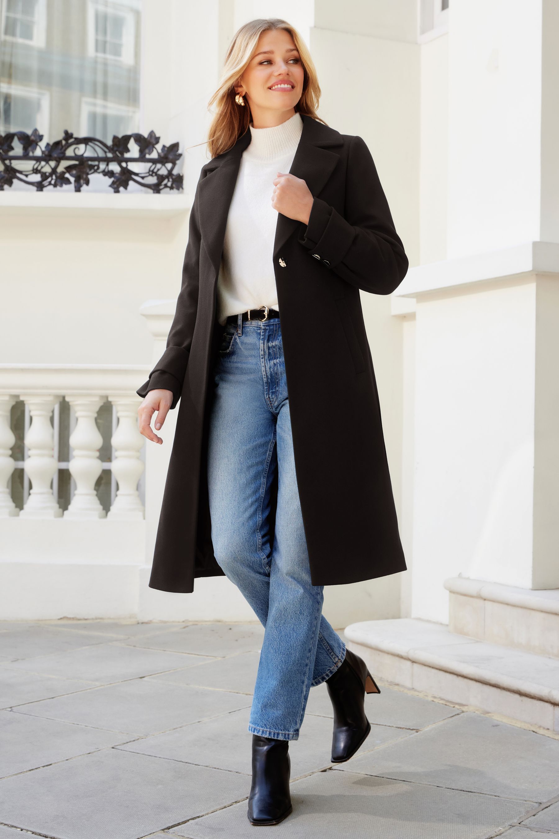 Buy Friends Like These Black Longline Tailored Smart Coat from the Next ...