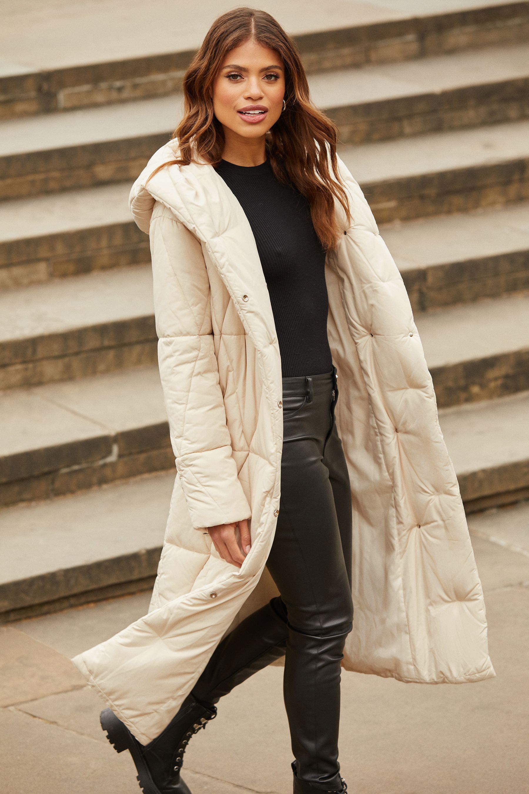 Buy Lipsy Hooded Belted Longline Padded Coat from Next Ireland