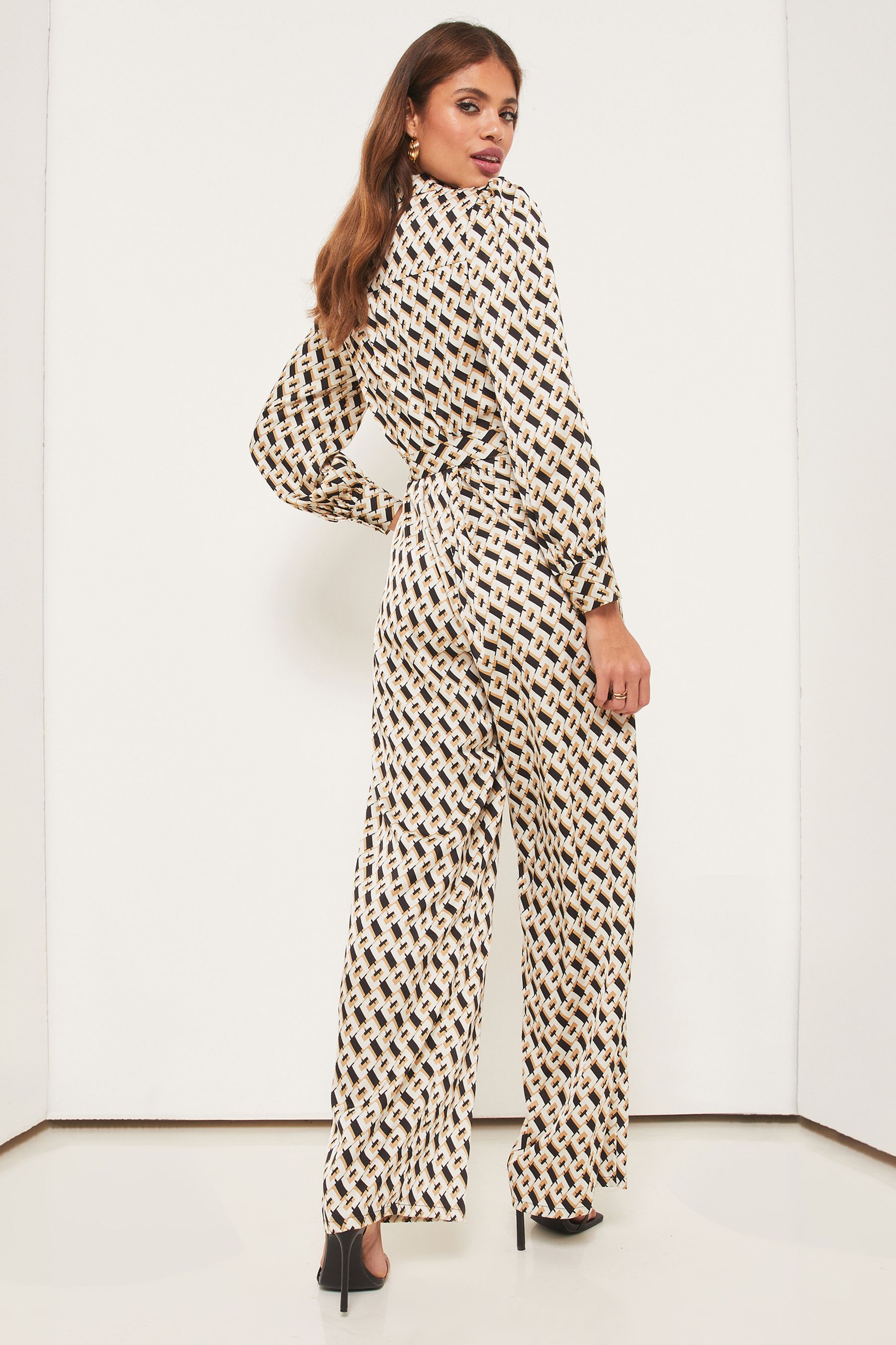 Buy Lipsy Belted Shirt Style Long Sleeve Summer Wide Leg Jumpsuit From