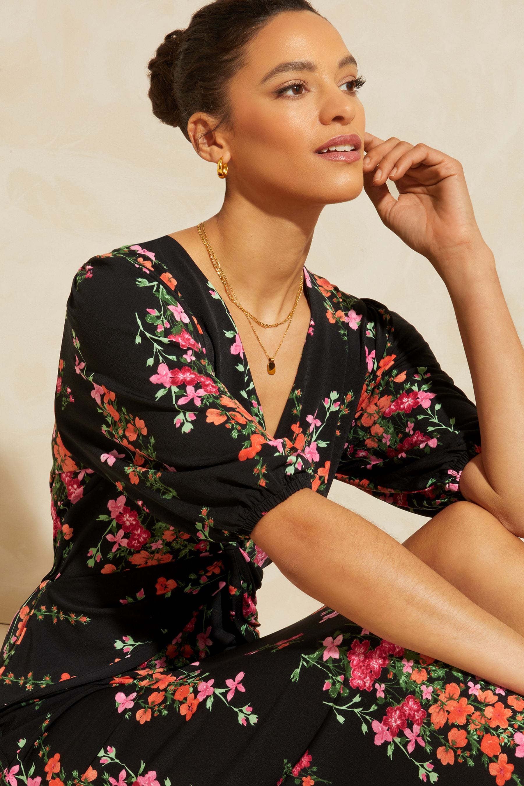 Buy Love & Roses Jersey V Neck Twist Front Midi Dress from Next Ireland