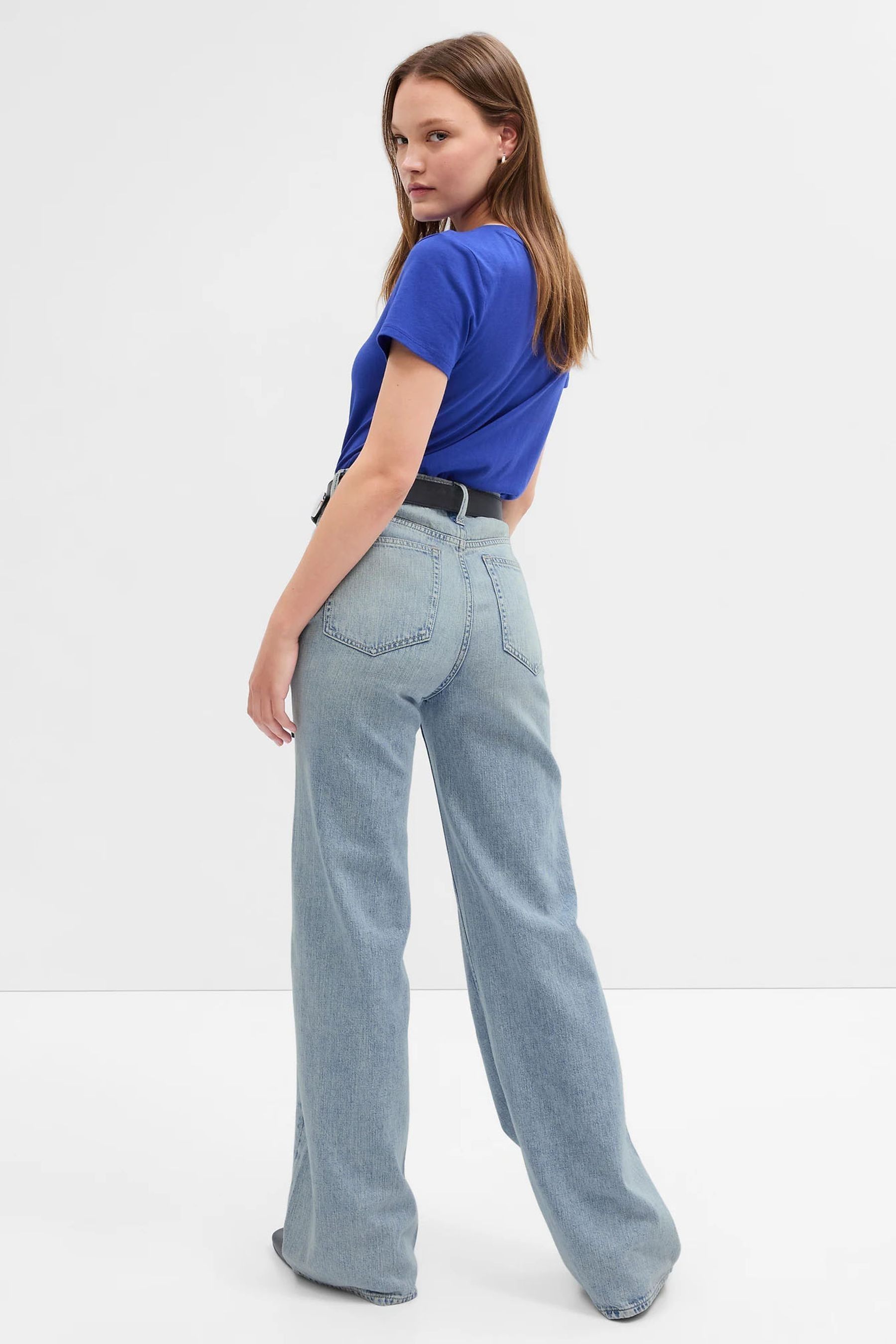 Buy Gap Light Blue High Waisted Wide Leg Jeans from the Next UK online shop