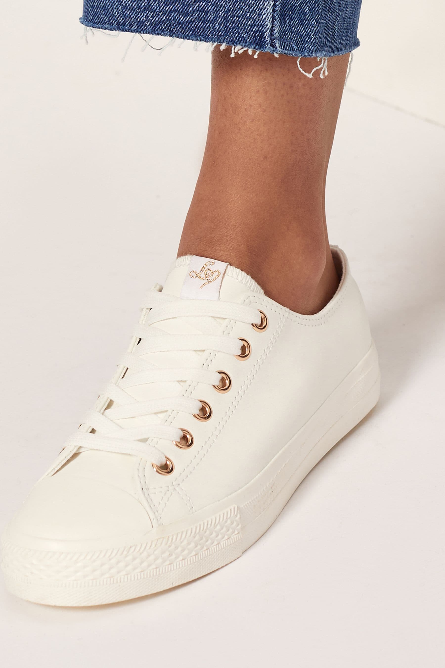 Buy Lipsy White Low top Faux Leather Lace Up Trainer from the Next UK ...