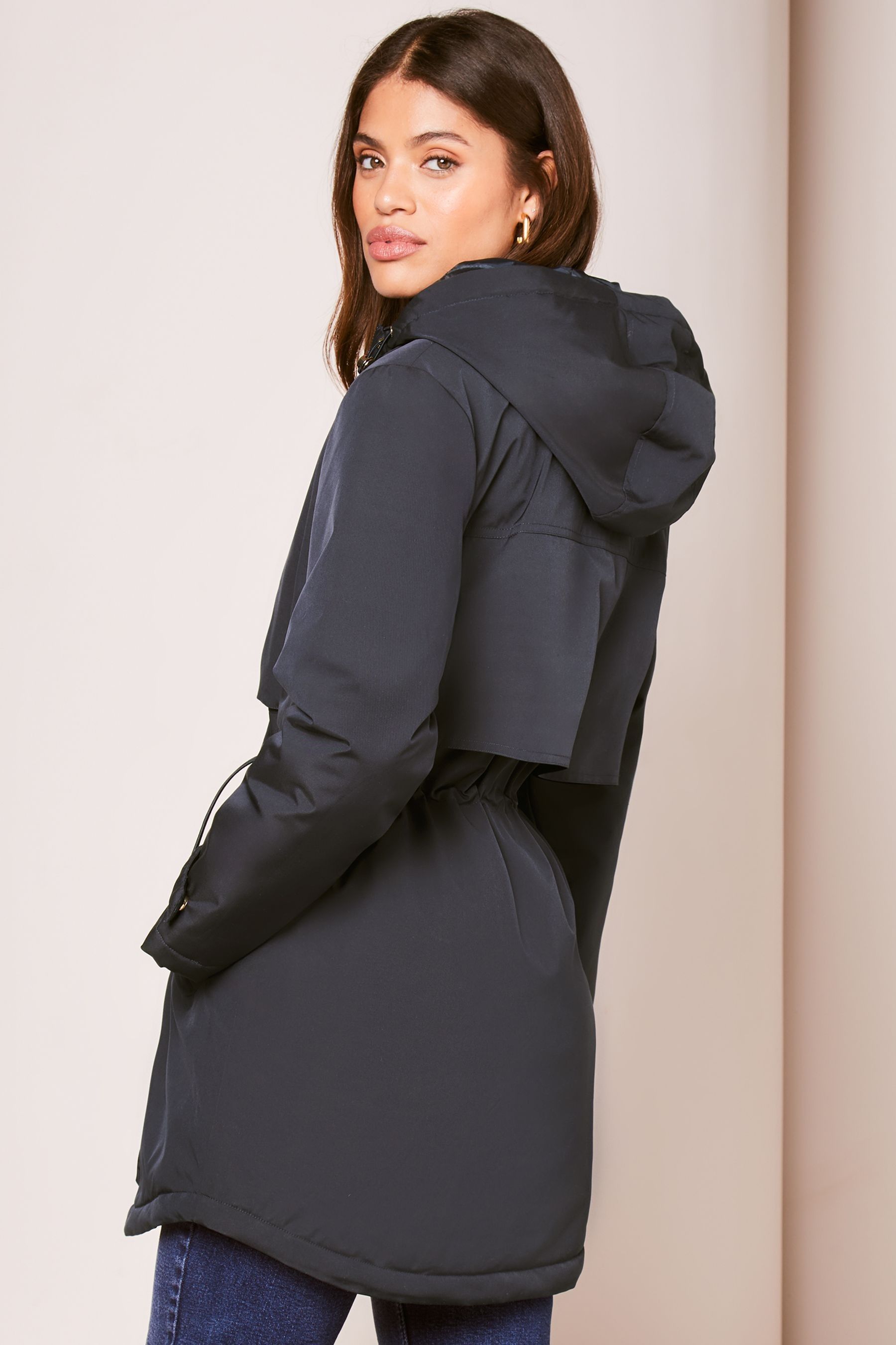 Buy Lipsy Navy Blue Shower Resistant Parka Rain Coat from the Next UK ...