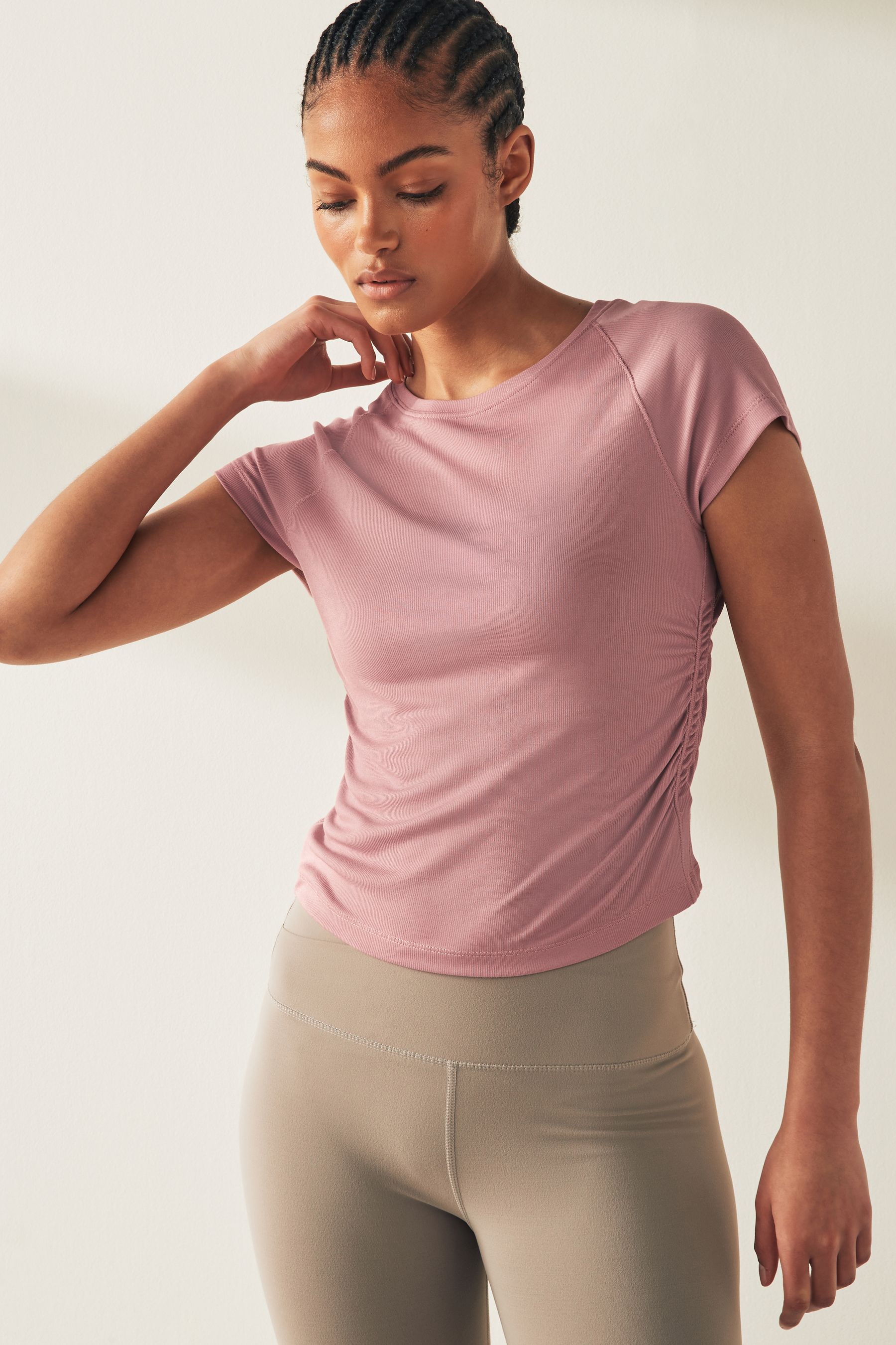 Buy Pink Ruched Side Short Sleeve Top from the Next UK online shop