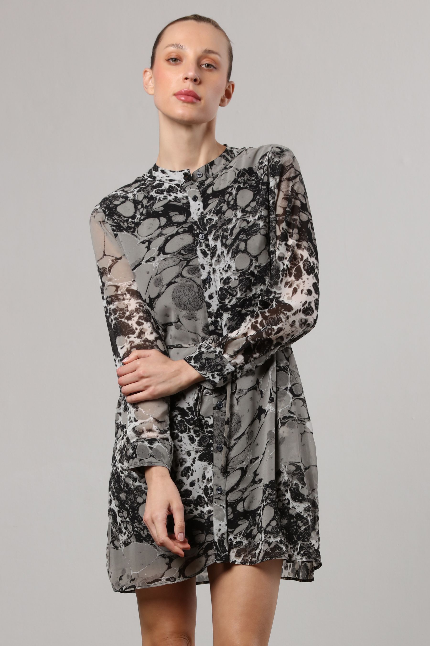 Buy Religion Black Long Line Tunic Shirt Dress In Hand-painted Prints ...