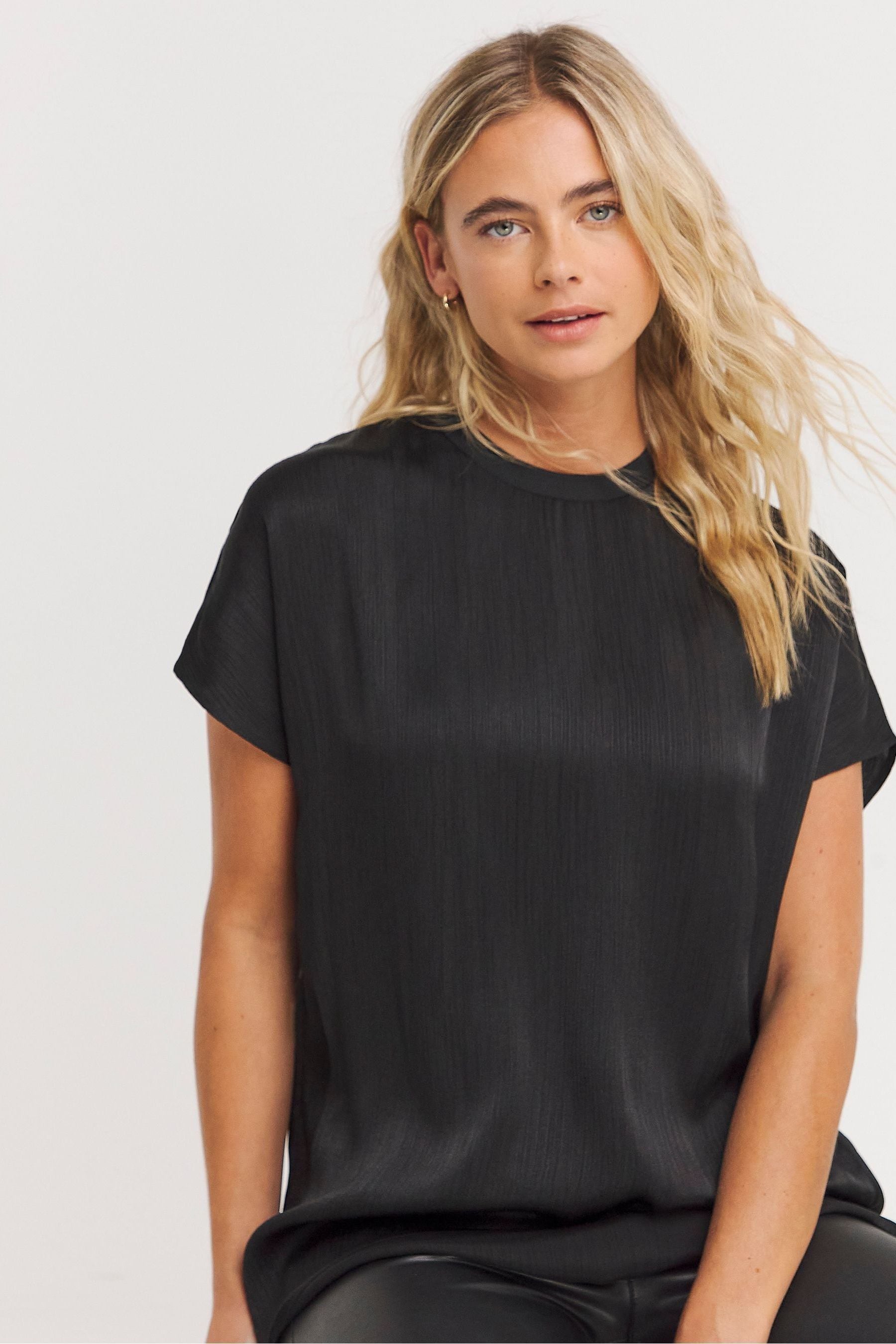 Buy Simply Be Black Satin Boxy Top from the Next UK online shop