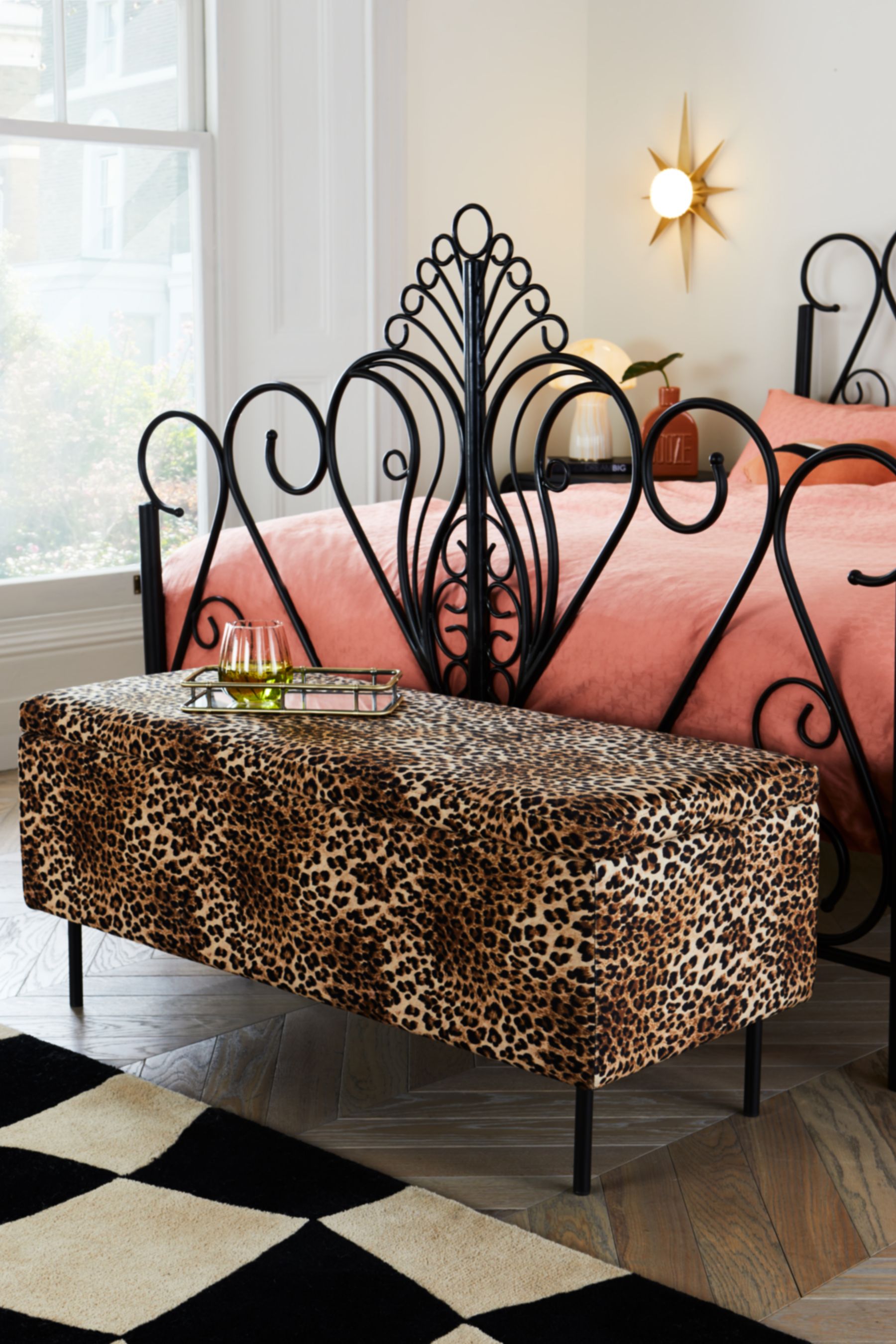 Buy Rockett St George Leopard Love Velvet Loren Storage Ottoman Bench ...