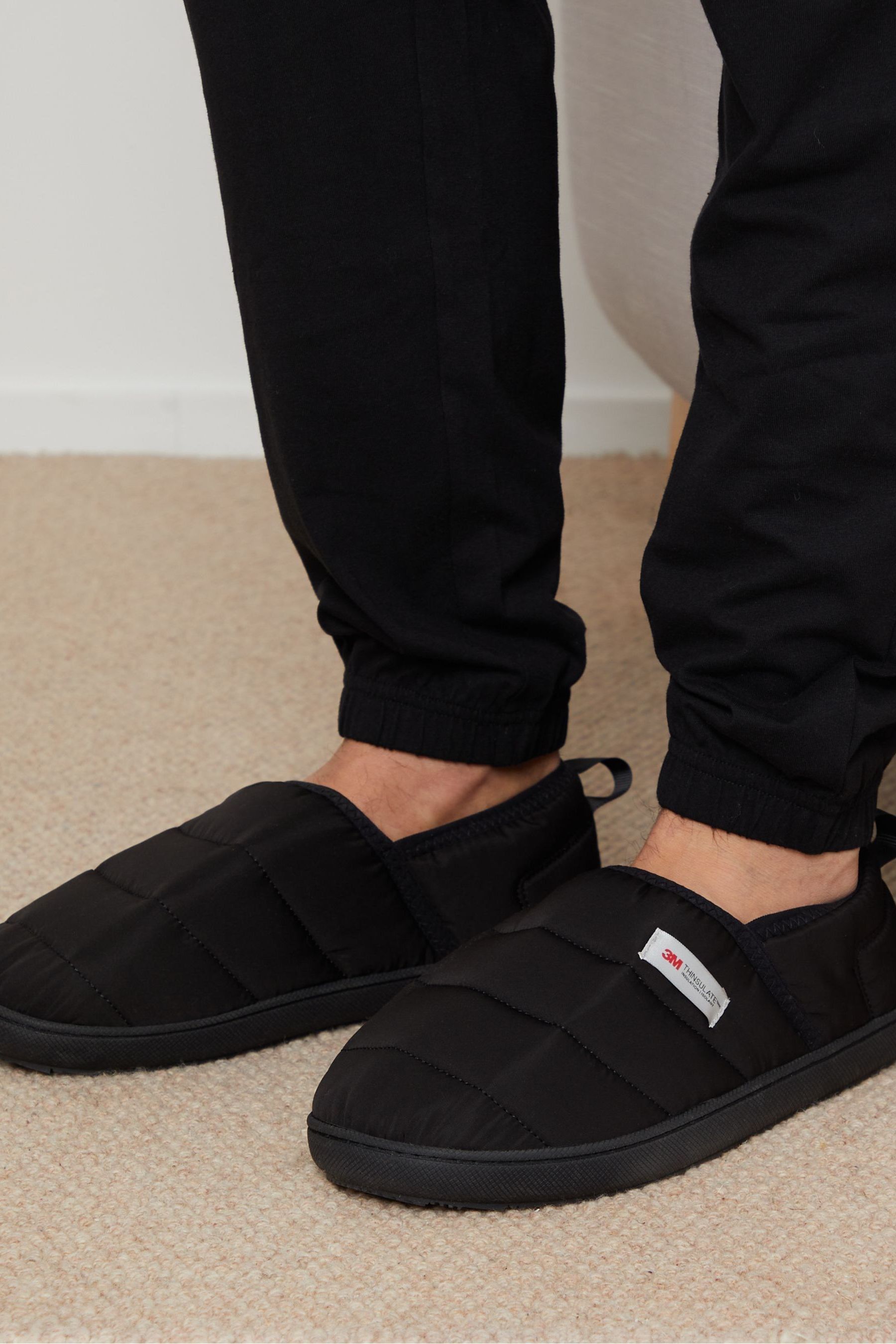 Buy Threadbare Black Thinsulate Padded Mule Slippers from the Next UK ...