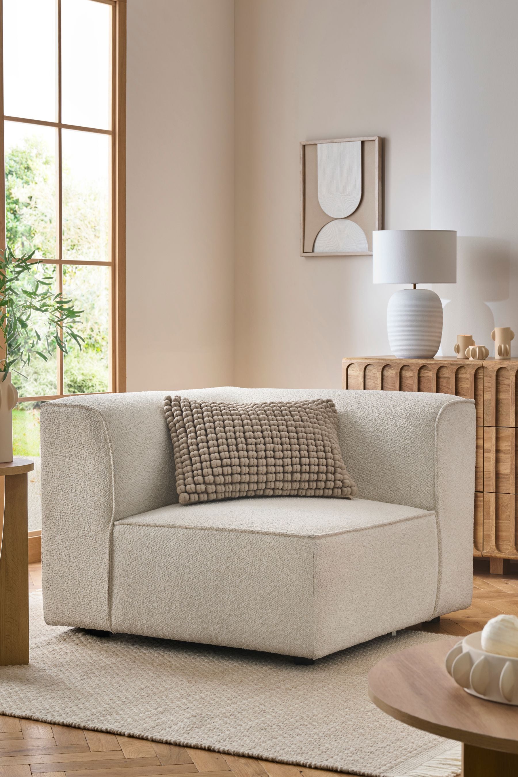 Buy Casual Boucle Oyster Single Corner Piece Alba Modular Sofa from the ...