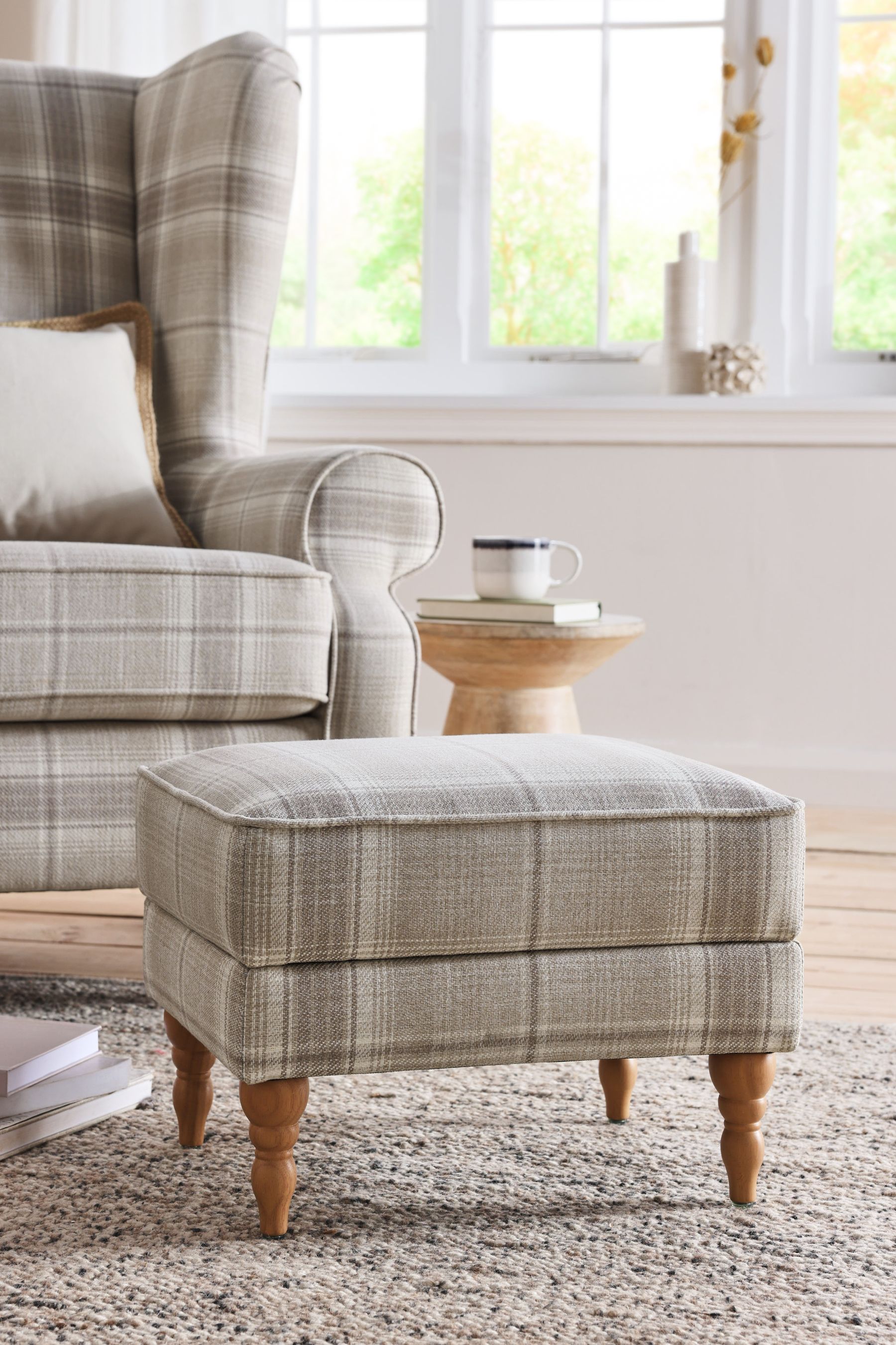 Buy Versatile Check Light Natural Sherlock Storage Footstool from the ...