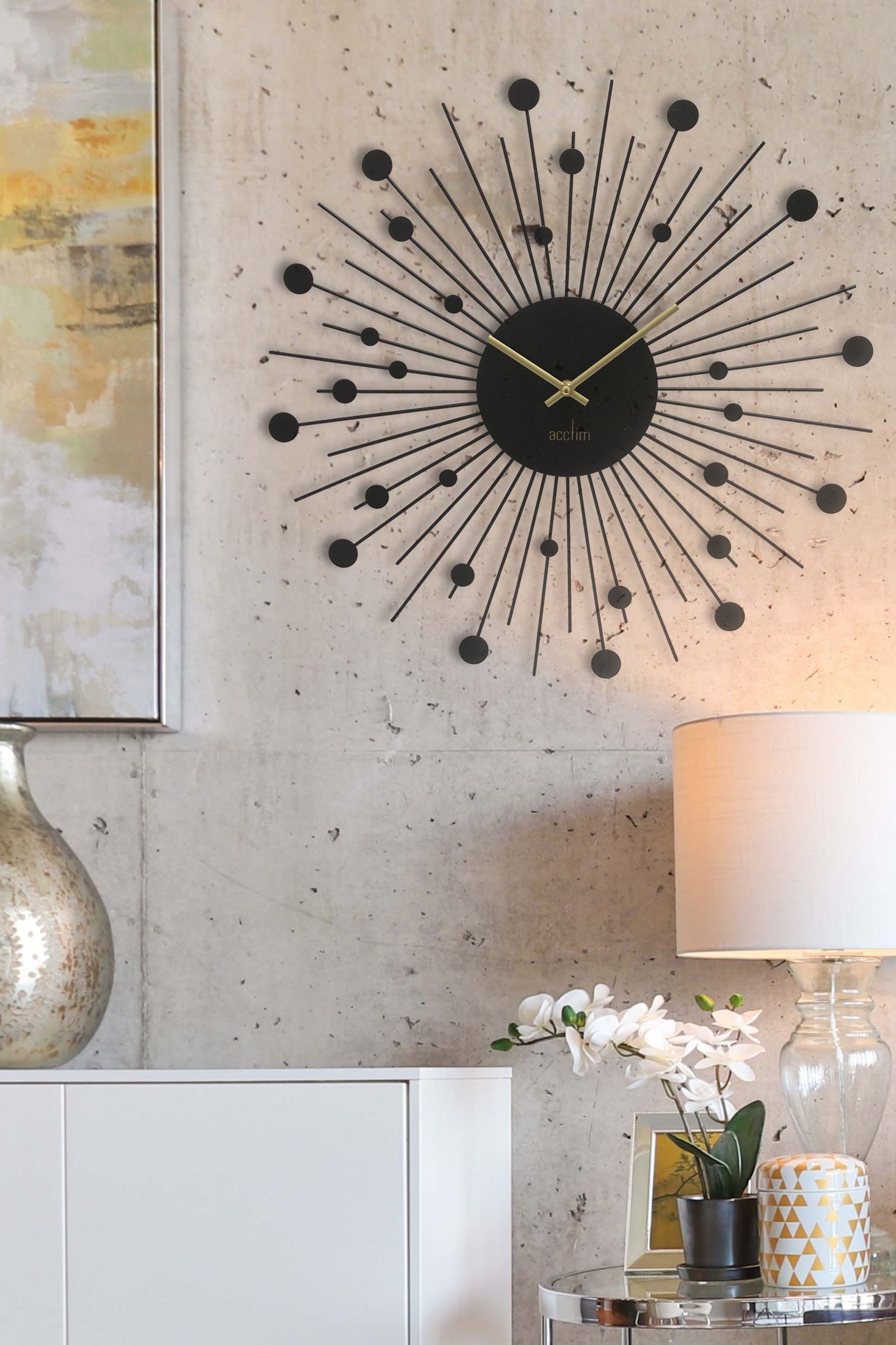 Buy Acctim Clocks Matt Black Brielle 50cm Starburst Wall Clock from the ...