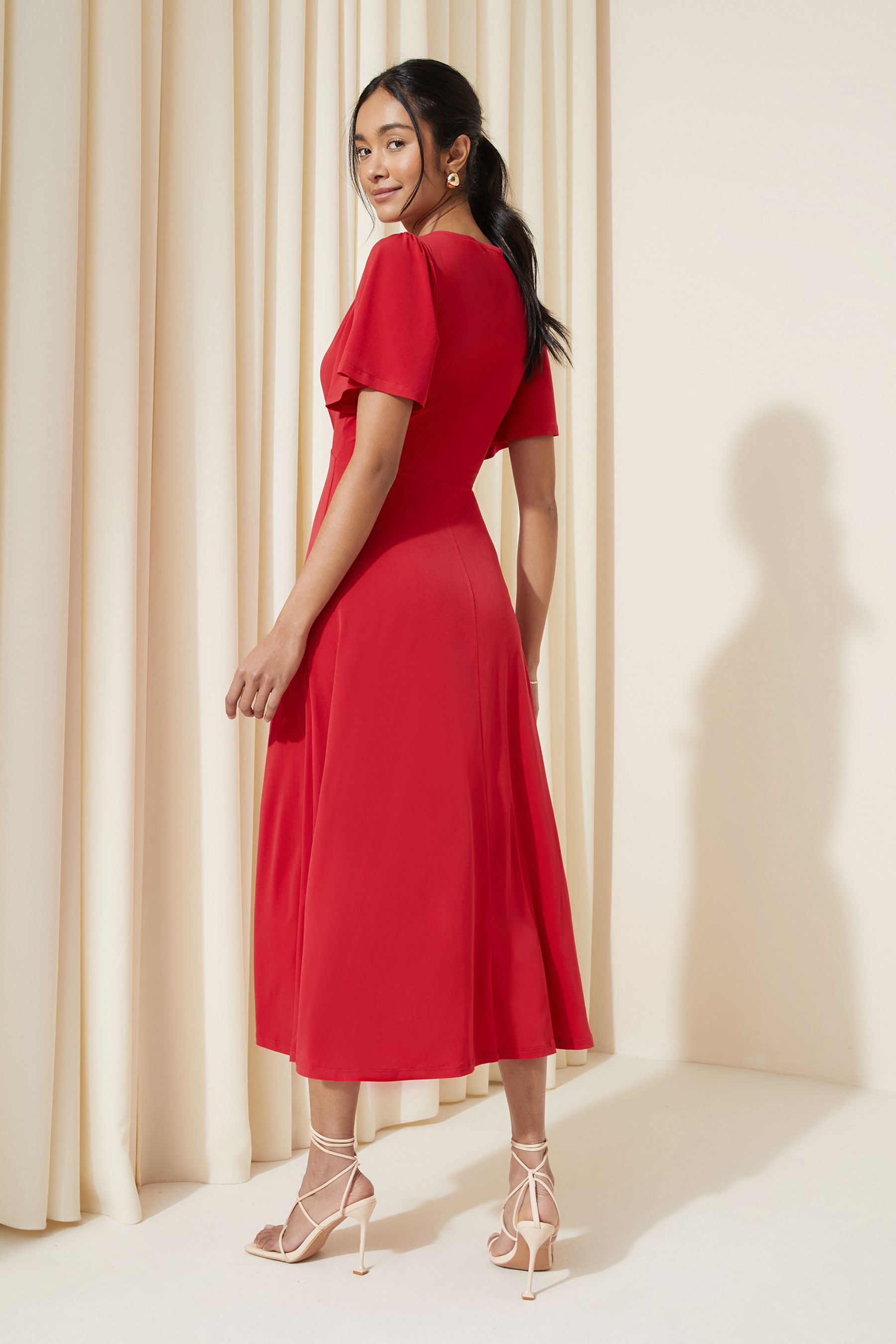 Buy Friends Like These Red ITY Angel Shorts Sleeve Midi Dress from the ...