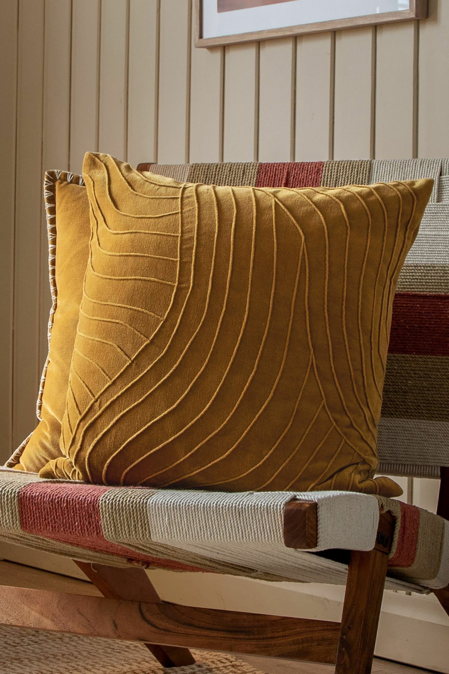 Buy Voyage Mustard Waterfall Abstract Cushion from the Next UK online shop