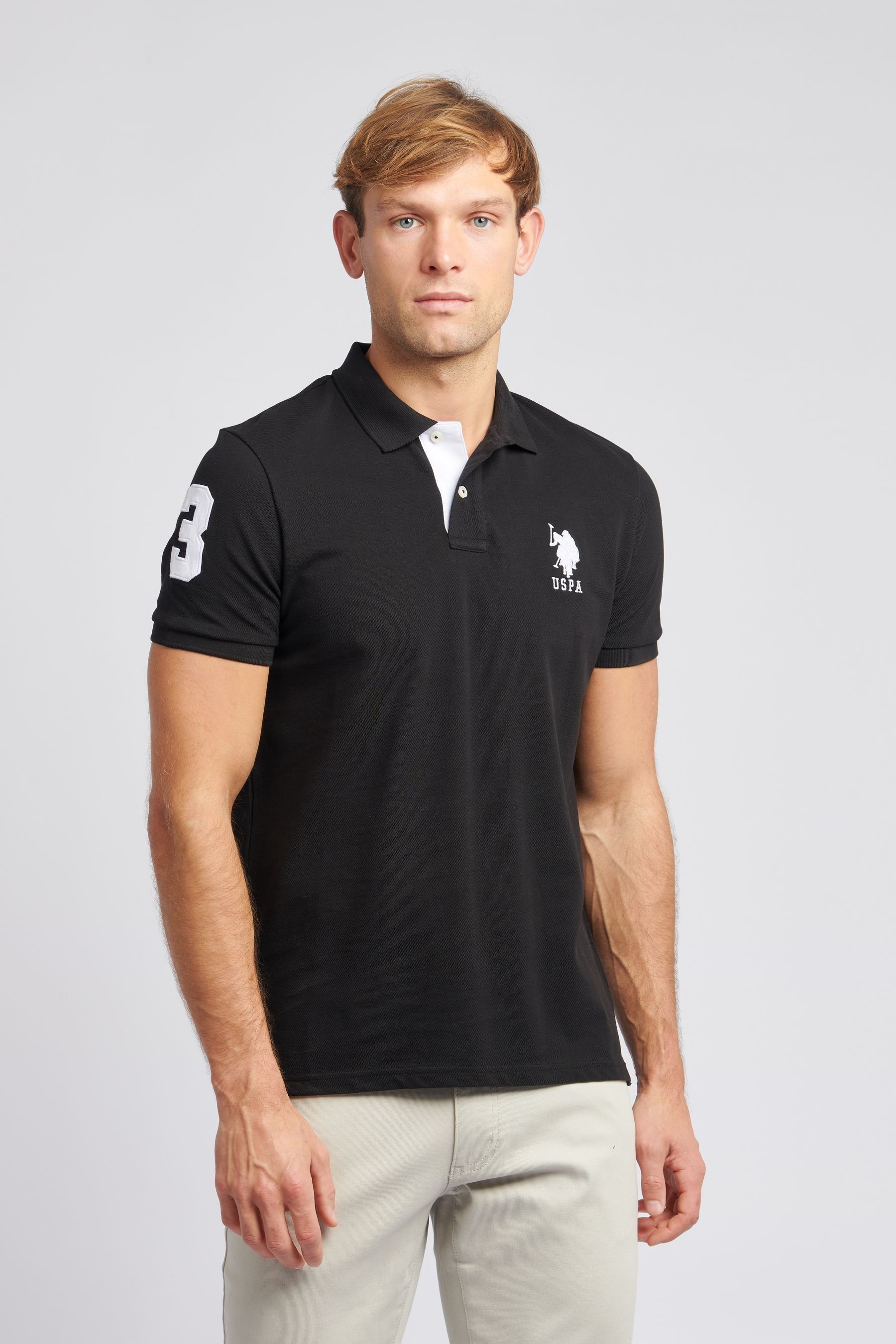 Buy U.S. Polo Assn. Black Regular Fit Mens Player 3 Pique Polo Shirt ...
