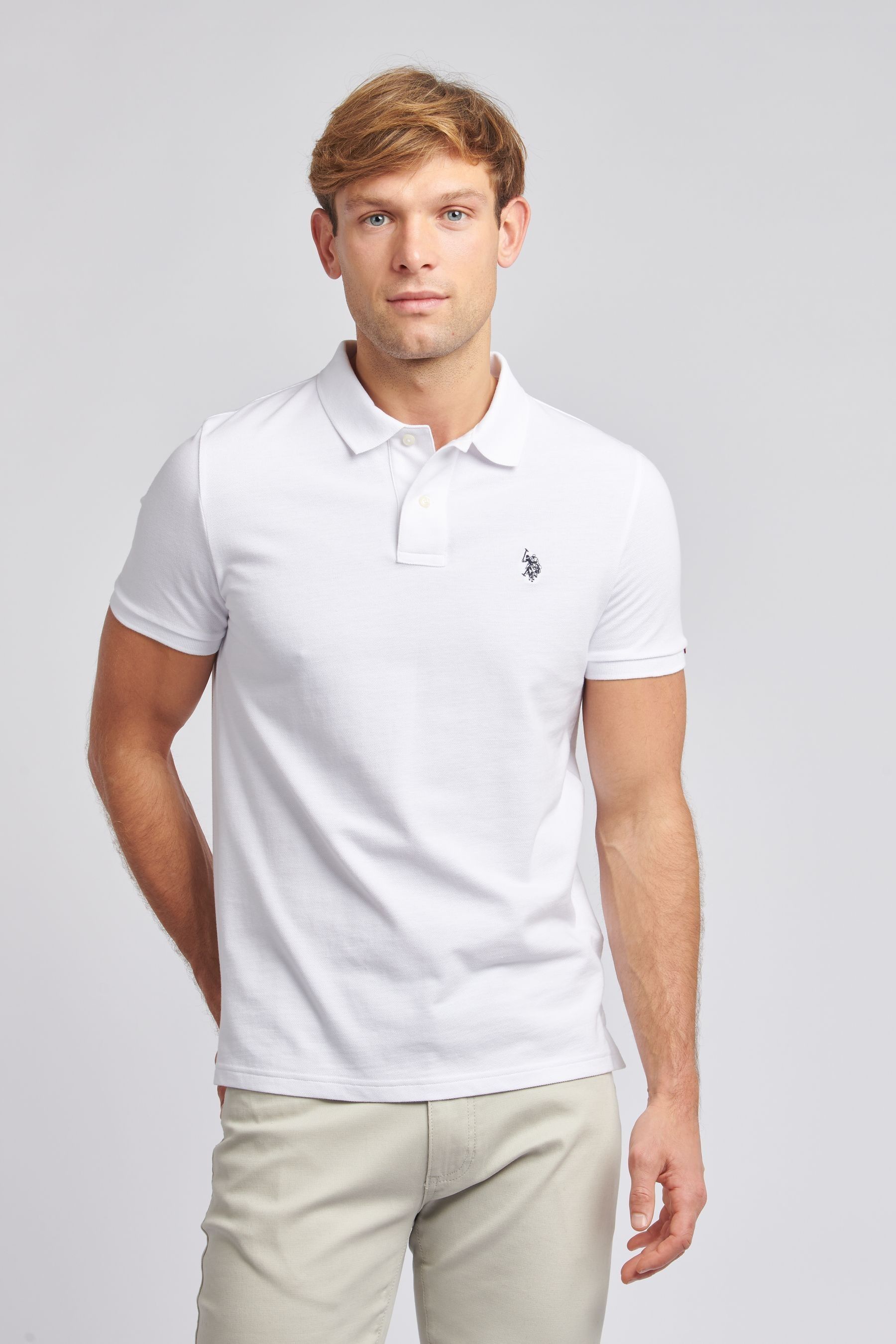 Buy U.S. Polo Assn. White Regular Fit Pique 100% Cotton Polo Shirt from ...