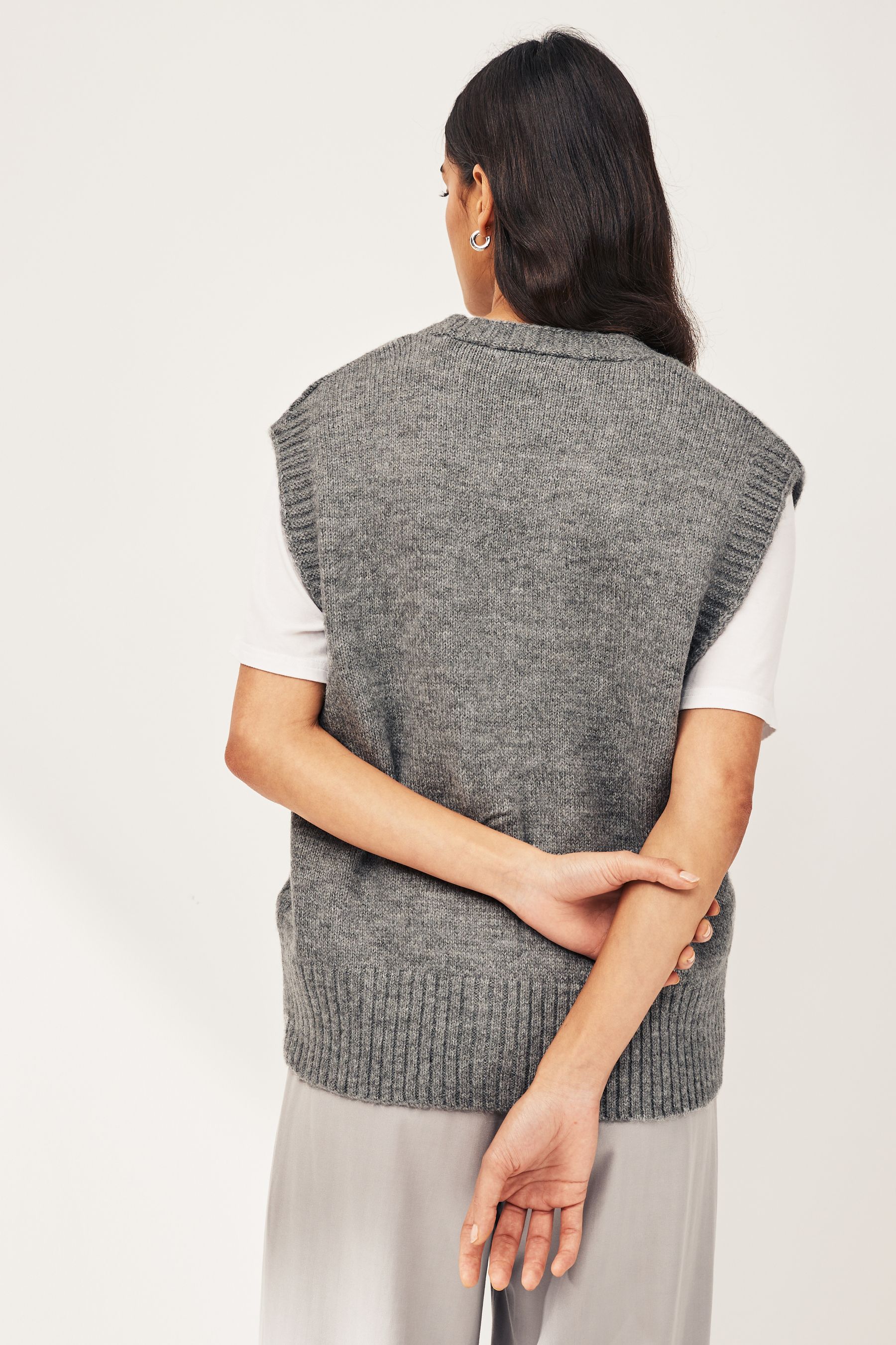 Buy Grey Button Front Knitted Tank Top from the Next UK online shop