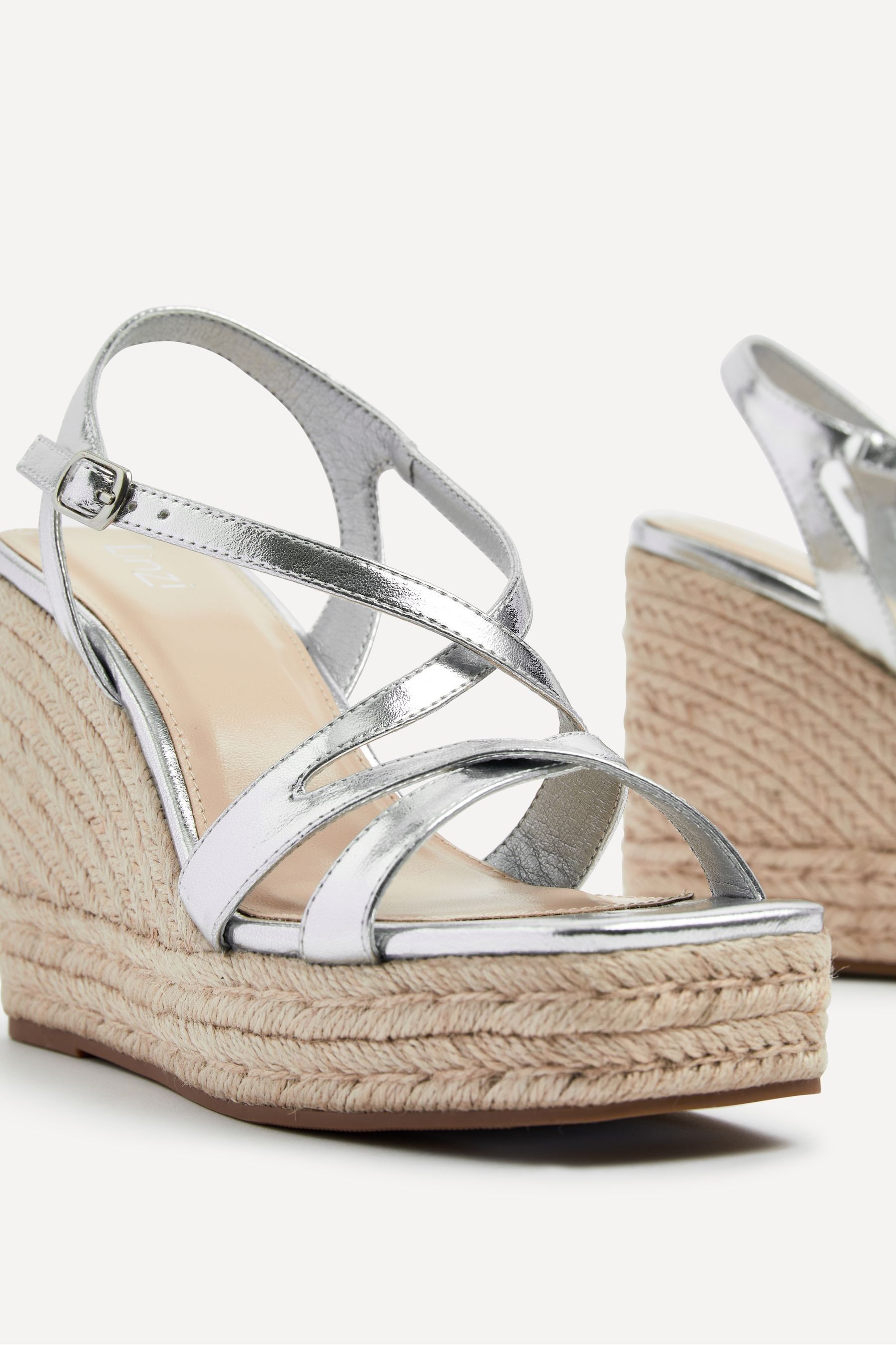 Buy Linzi Silver Lexie Strappy Square Toe Wedges from the Next UK ...
