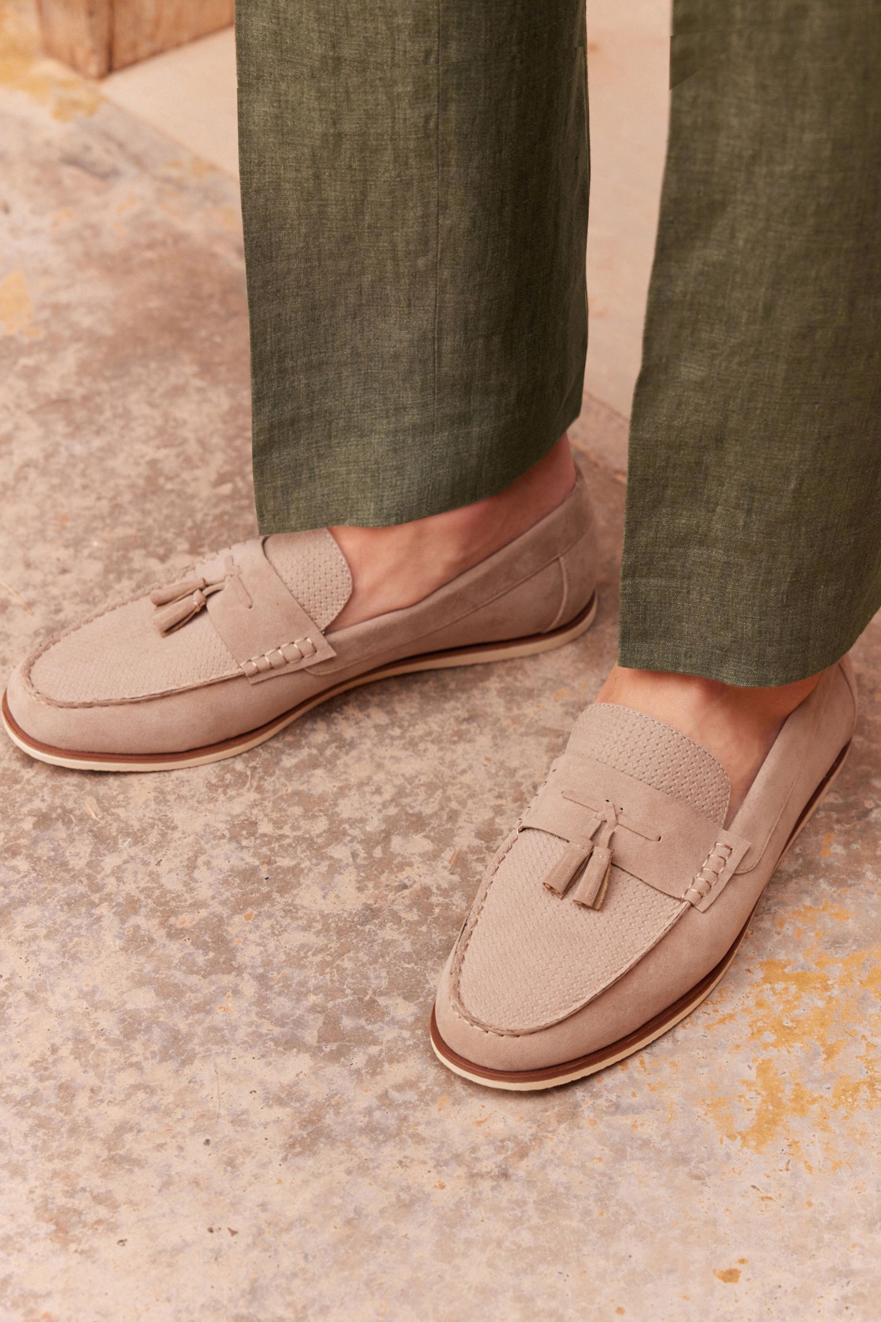 Buy Grey Embossed Tassel Loafers from Next United Arab Emirates