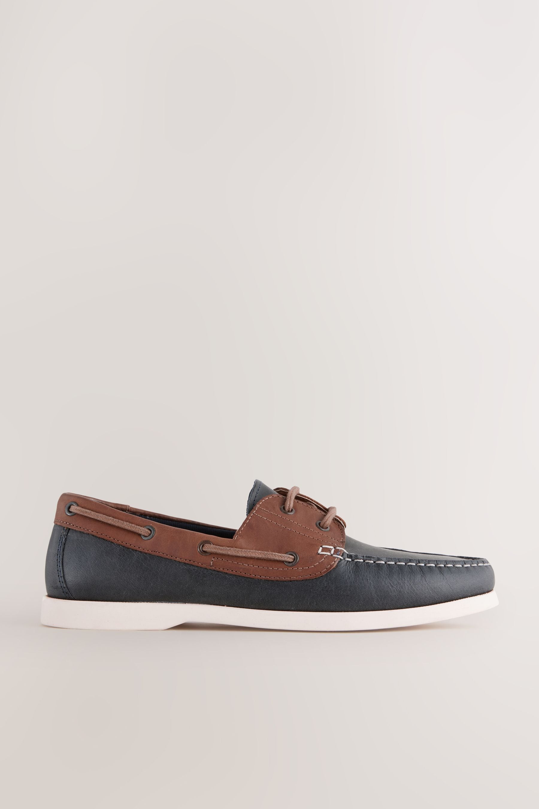 Buy Navy Blue Leather Boat Shoes from Next Saudi Arabia