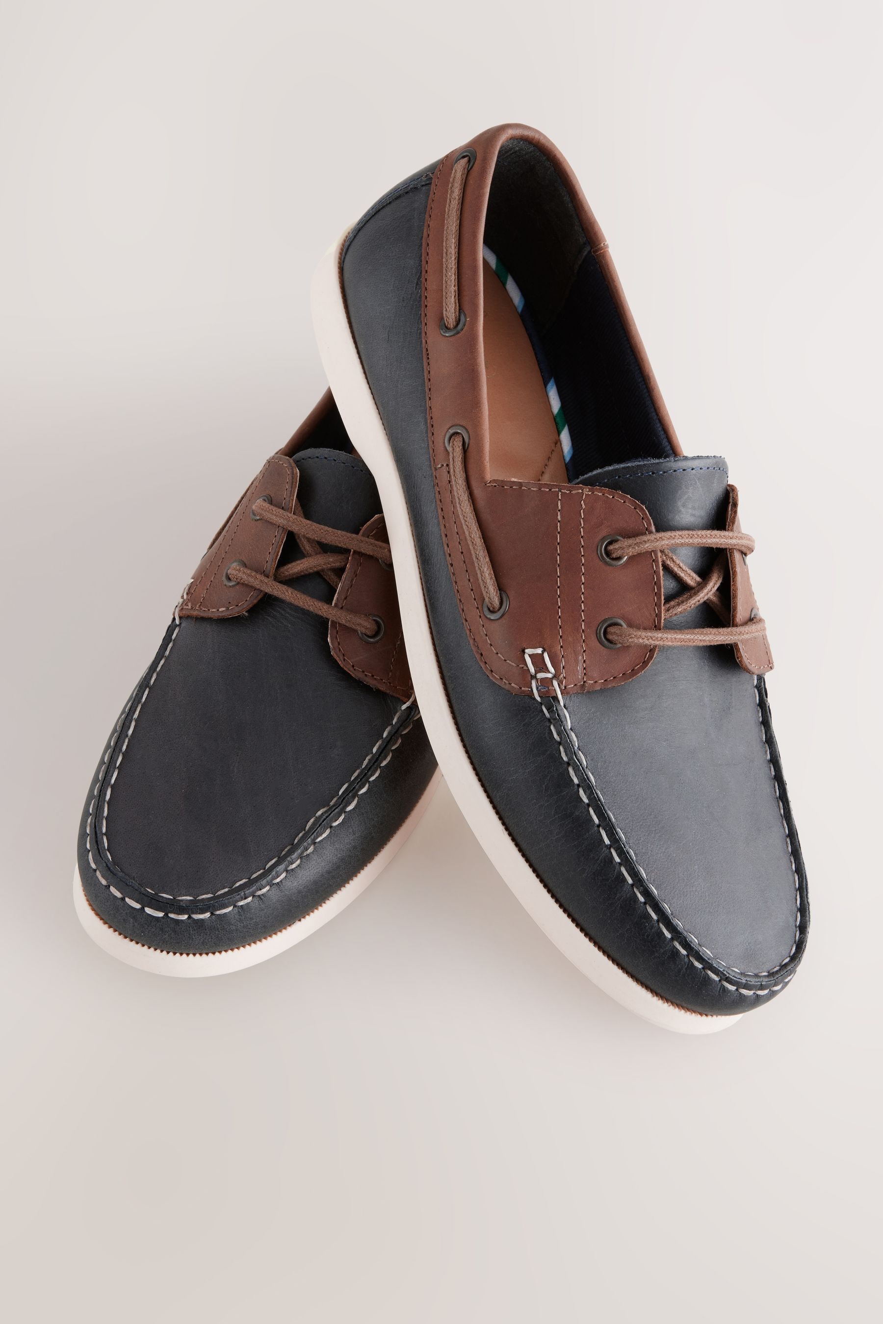 Buy Navy Blue Leather Boat Shoes from the Next UK online shop