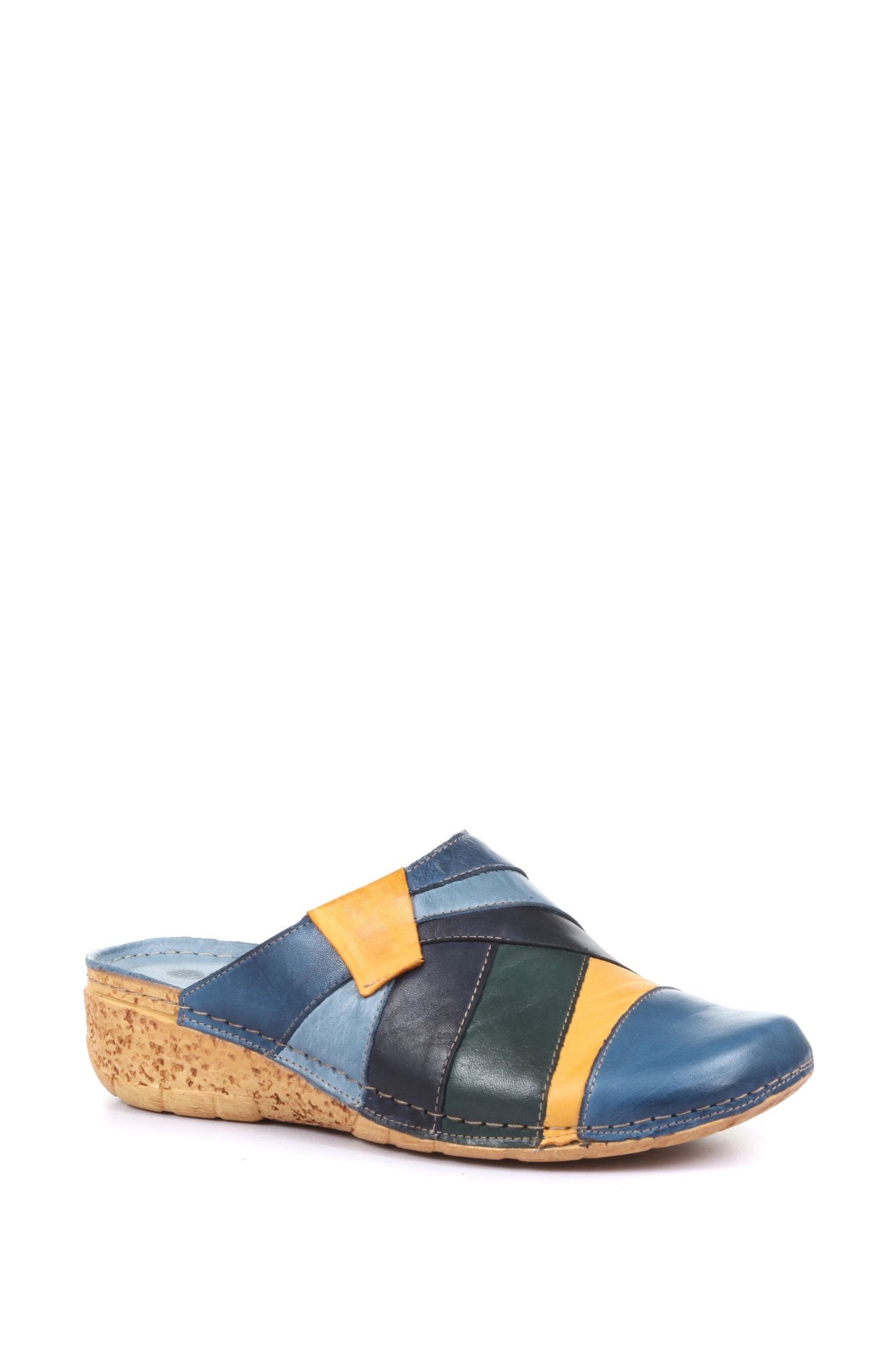 Buy Pavers Blue Ladies Leather Wedge Heel Clogs from the Next UK online ...
