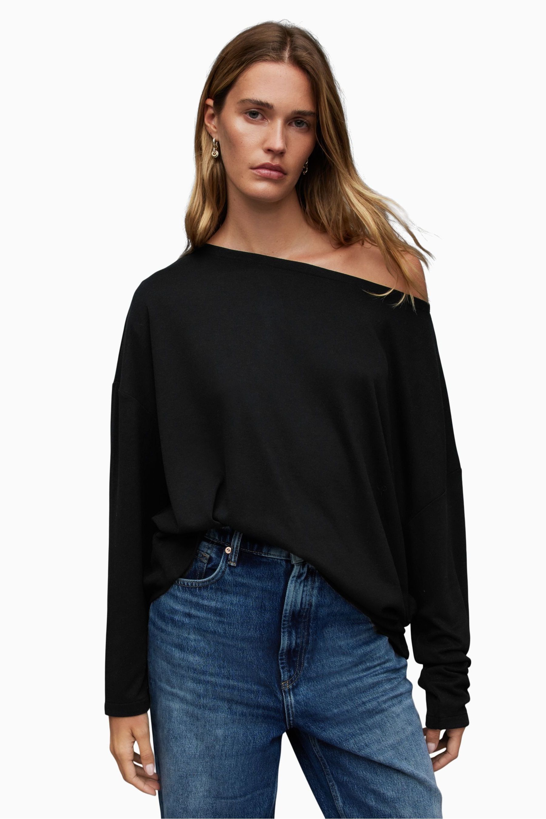 Buy AllSaints Black Off The Shoulder Rita Top from the Next UK online shop