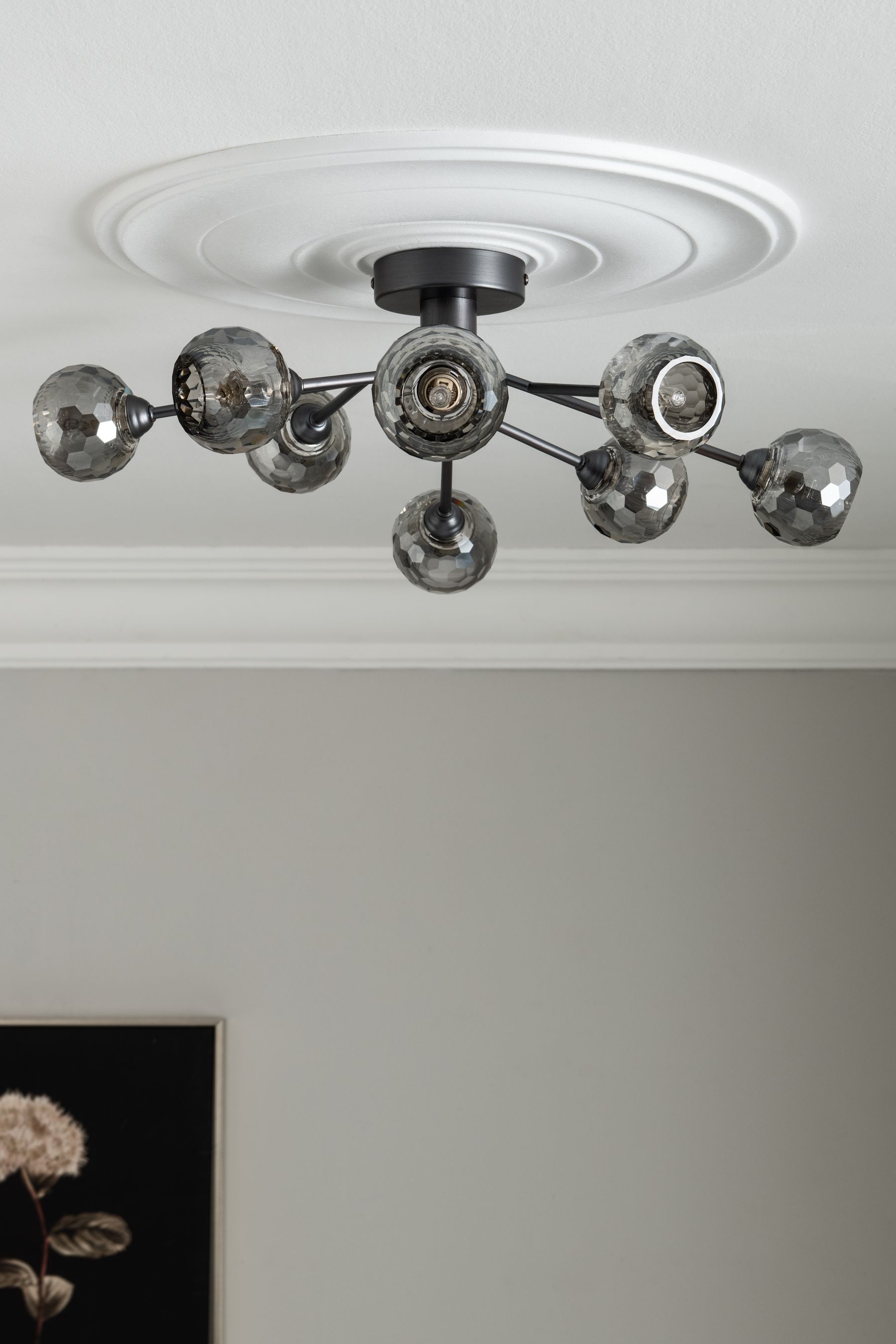 Buy Pewter Grey Dallas 8 Light Flush Fitting Ceiling Light from the ...