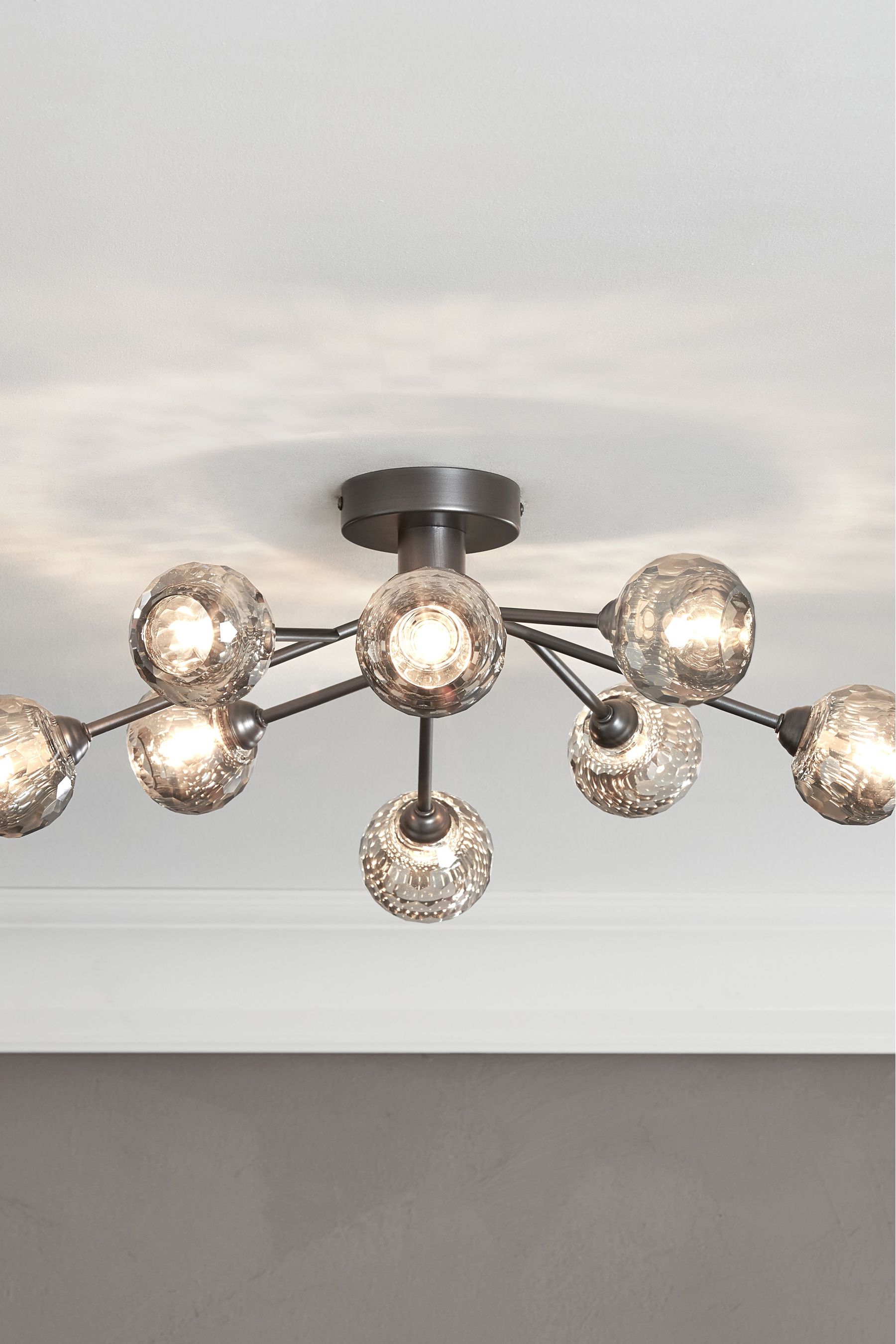 Buy Pewter Grey Dallas 8 Light Flush Fitting Ceiling Light from the ...