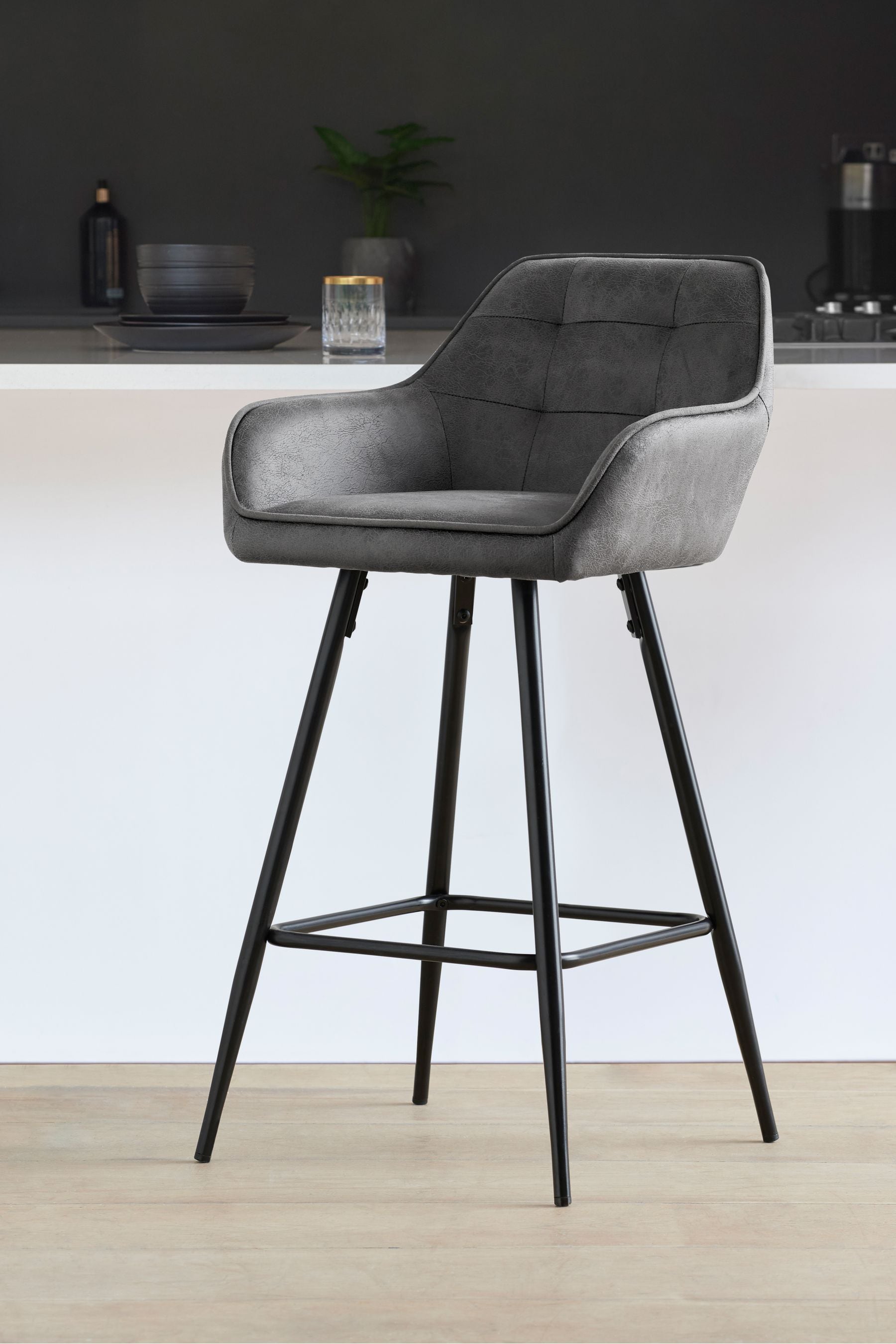 Buy Monza Faux Leather Dark Grey Cole Kitchen Bar Stool from the Next ...
