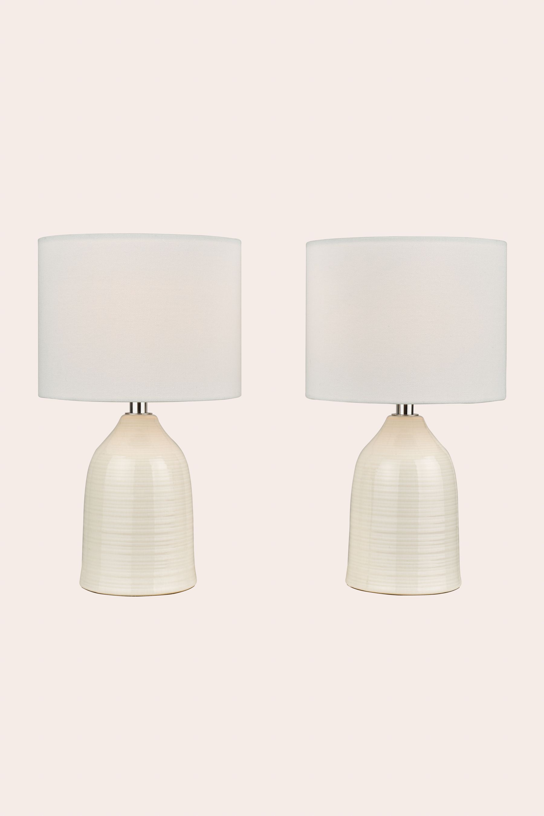 Buy Laura Ashley Set of 2 Cream Penny Complete Ceramic Table Lamps from ...