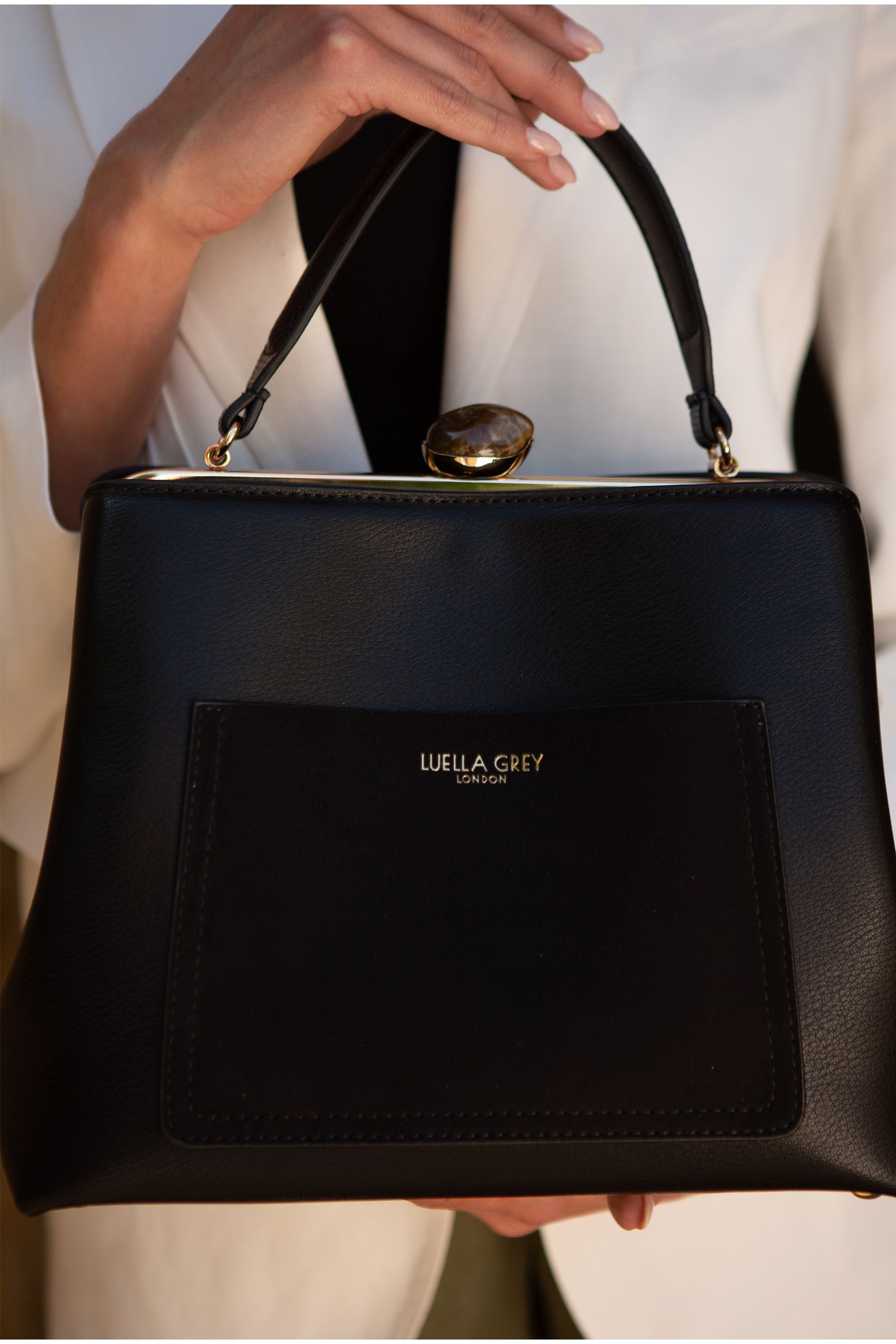 Buy Luella Grey Hannah Framed Black Tote Bag from the Next UK online shop