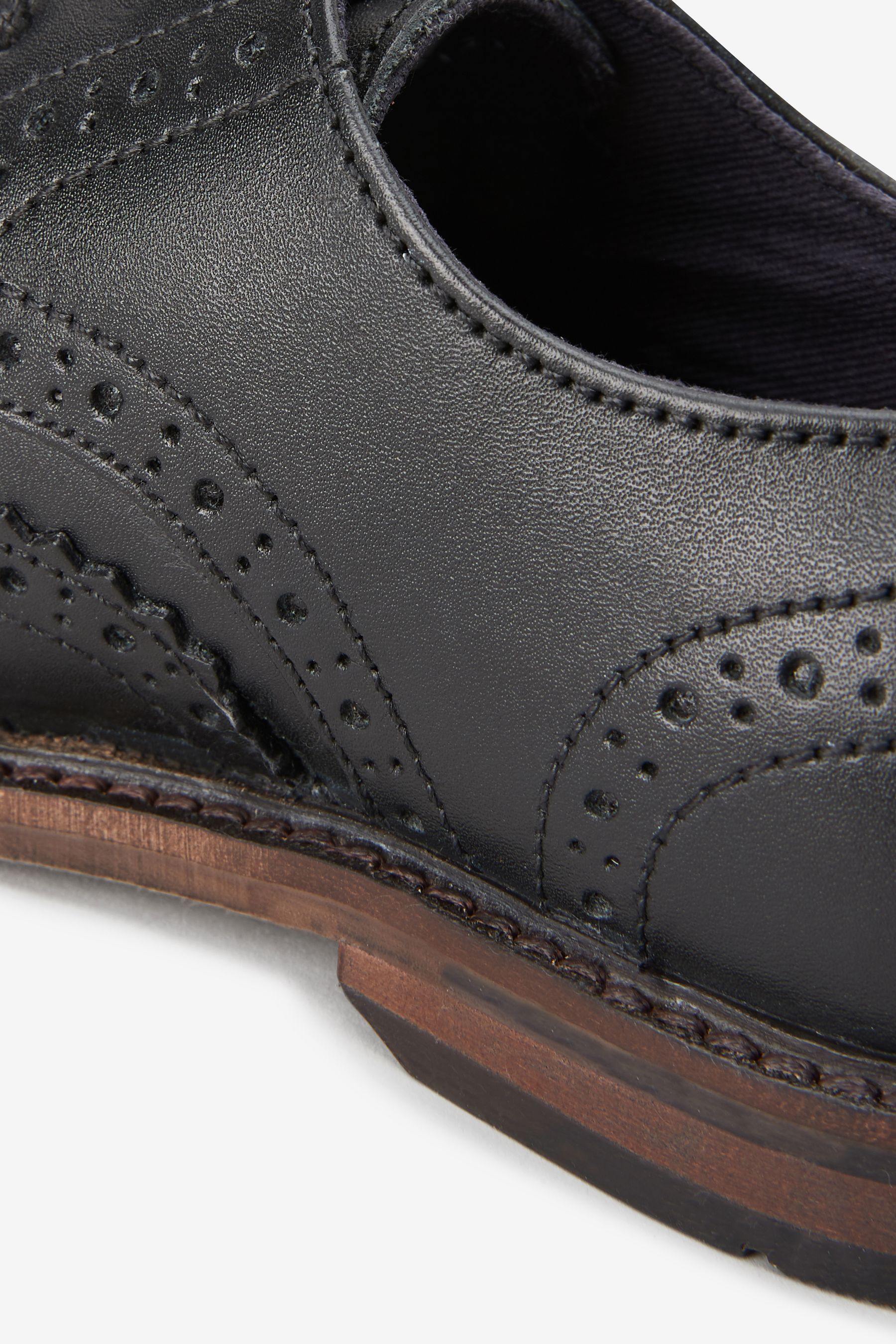 Buy Black Wide Fit (G) Leather Brogues from the Next UK online shop