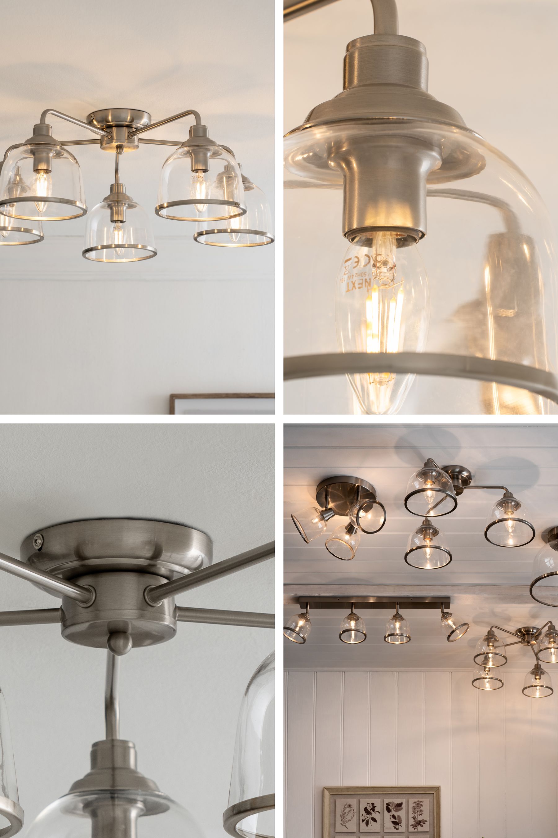Buy Brushed Chrome Gloucester 5 Light Flush Ceiling Light from the Next ...
