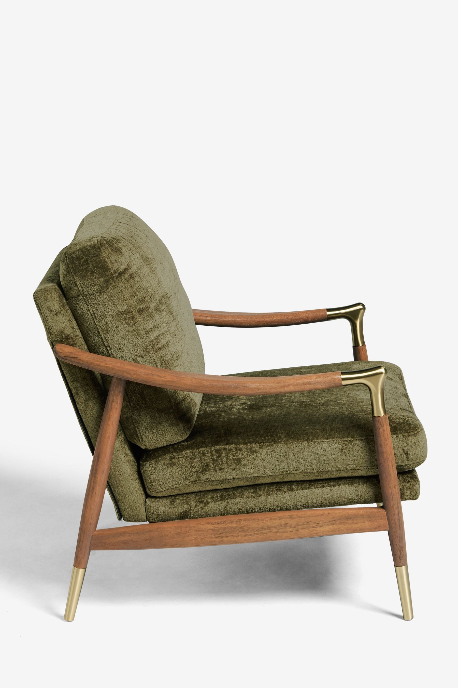 Buy Plush Chenille Moss Green Flinton Wooden Walnut Effect Leg Accent ...