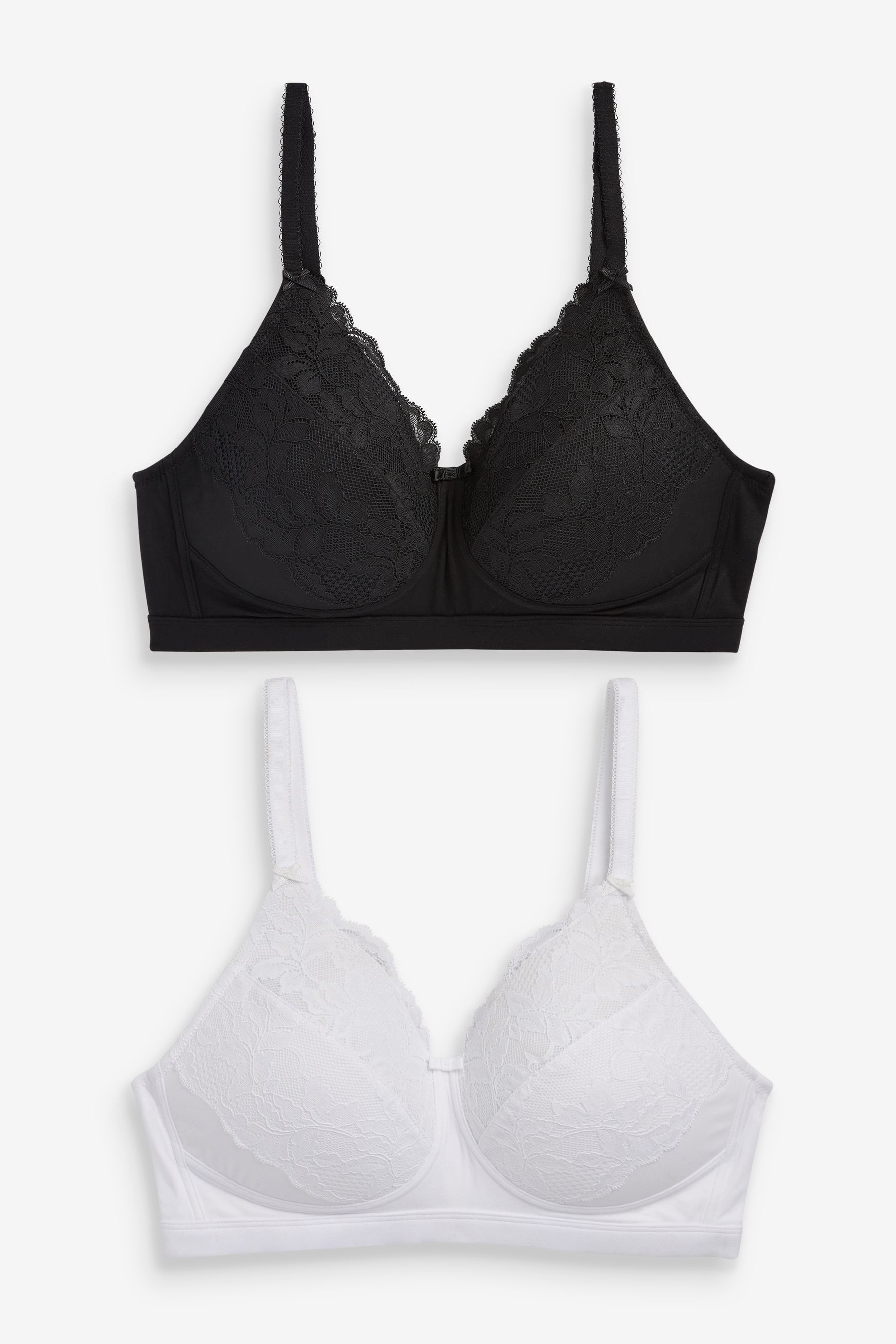 Buy Black/White Post Surgery Non Wired Lace Bras 2 Pack from the Next ...