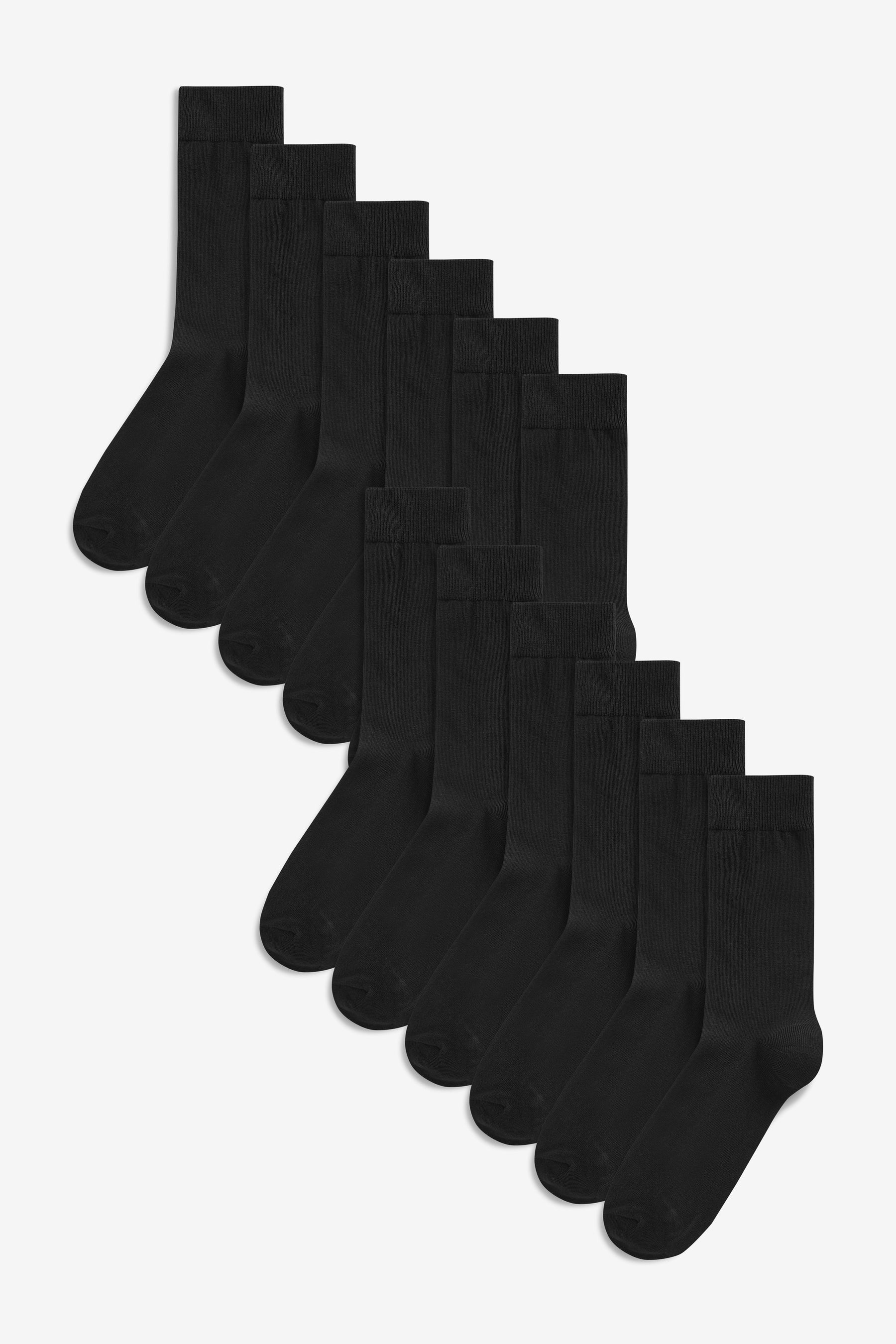 Buy Black 12 Pack Mens Cotton Rich Black Socks from Next Australia