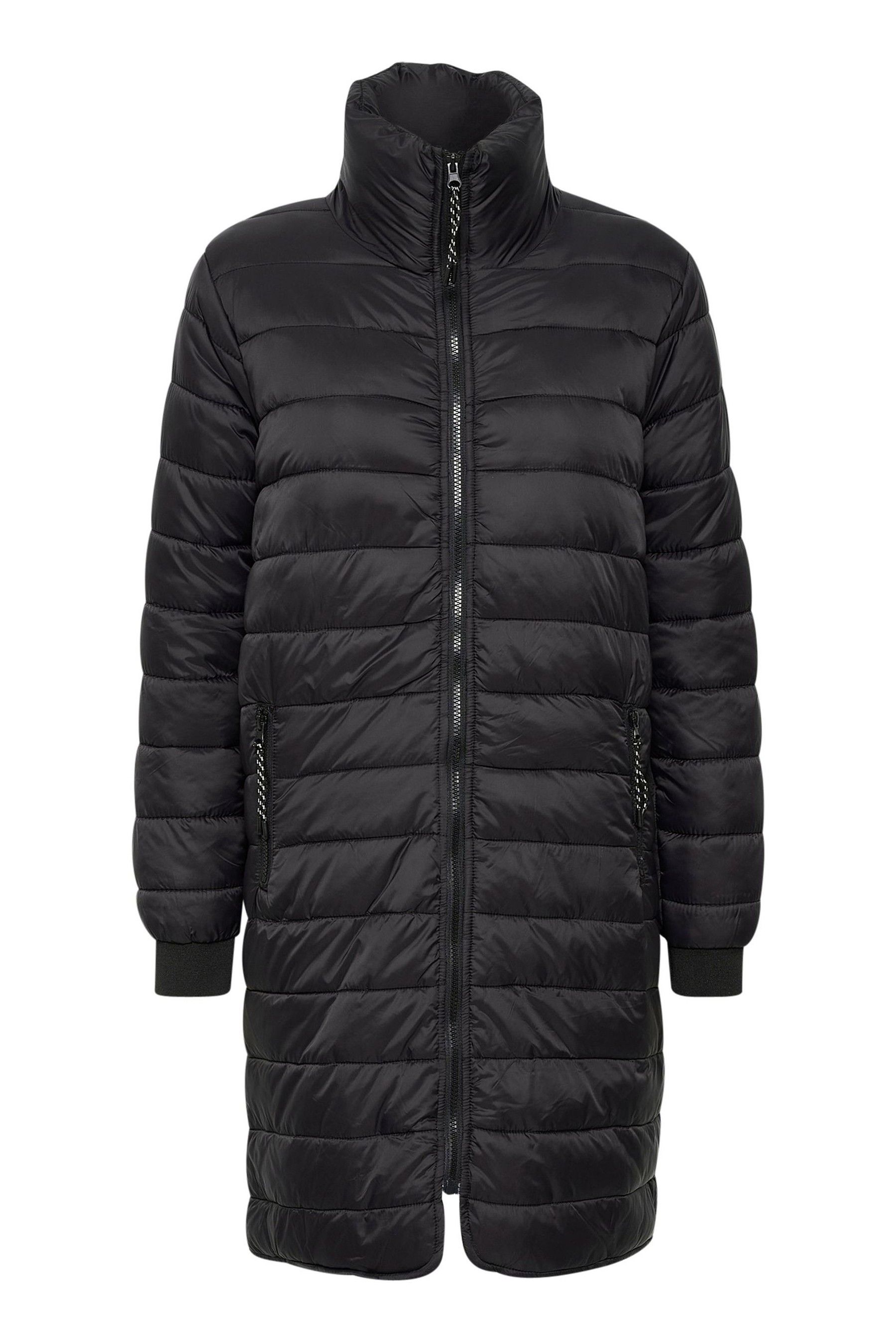 Buy Kaffe Lira Zipped Long Puffer Black Jacket from the Next UK online shop