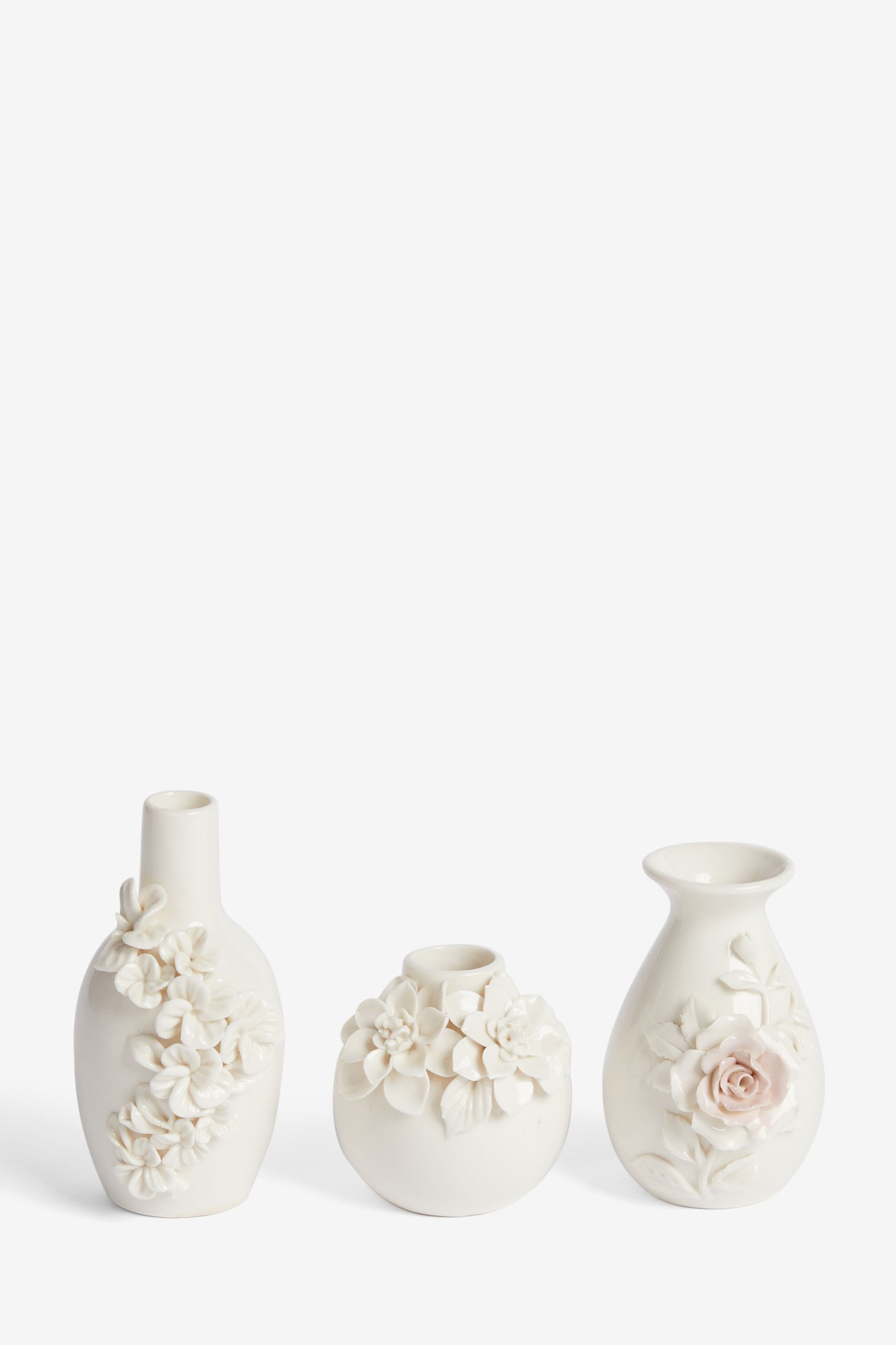 Buy Shabby Chic Set of 3 White Bud Vases from the Next UK online shop