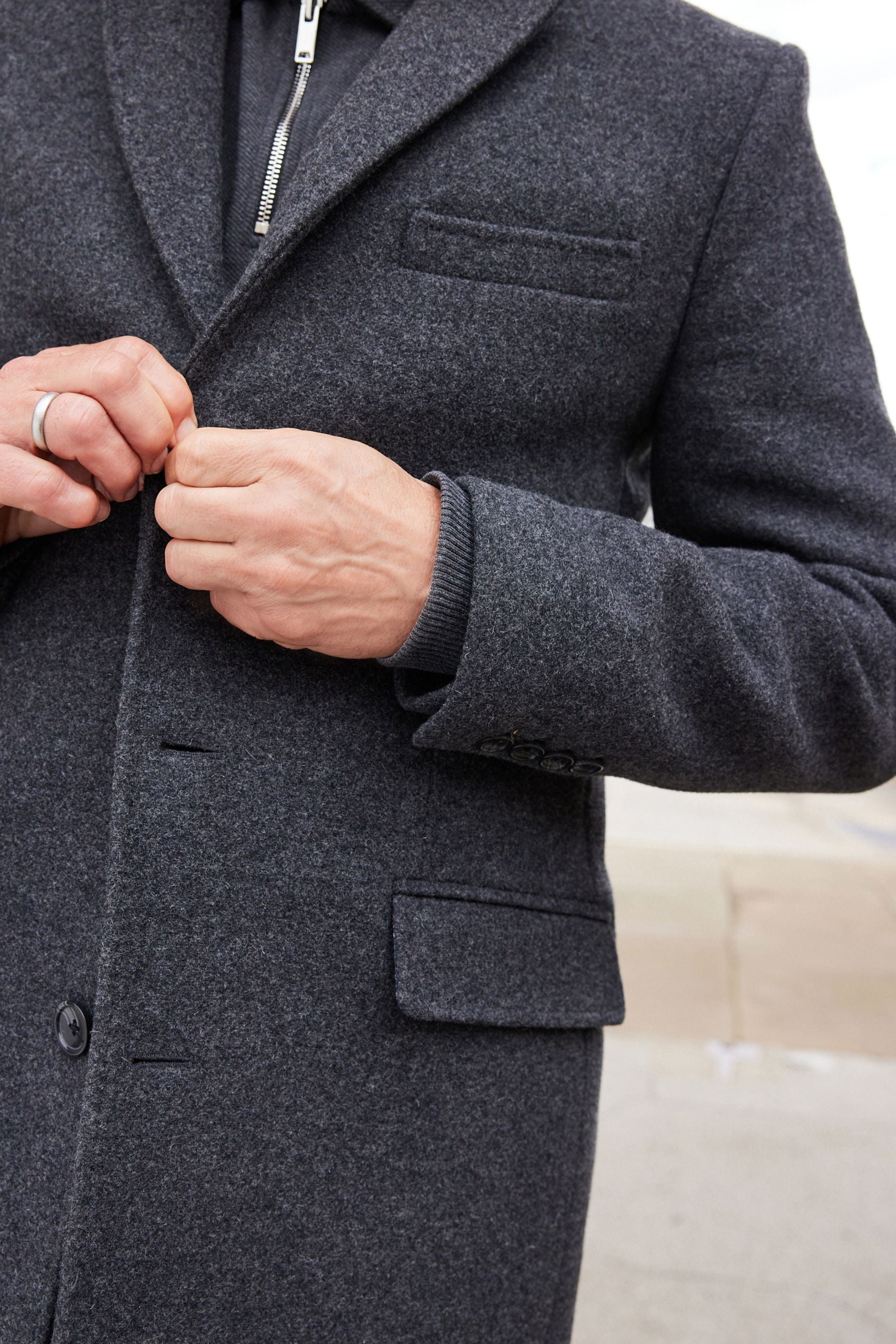 Buy Grey Signature Italian Wool Rich Epsom Overcoat With Cashmere from ...